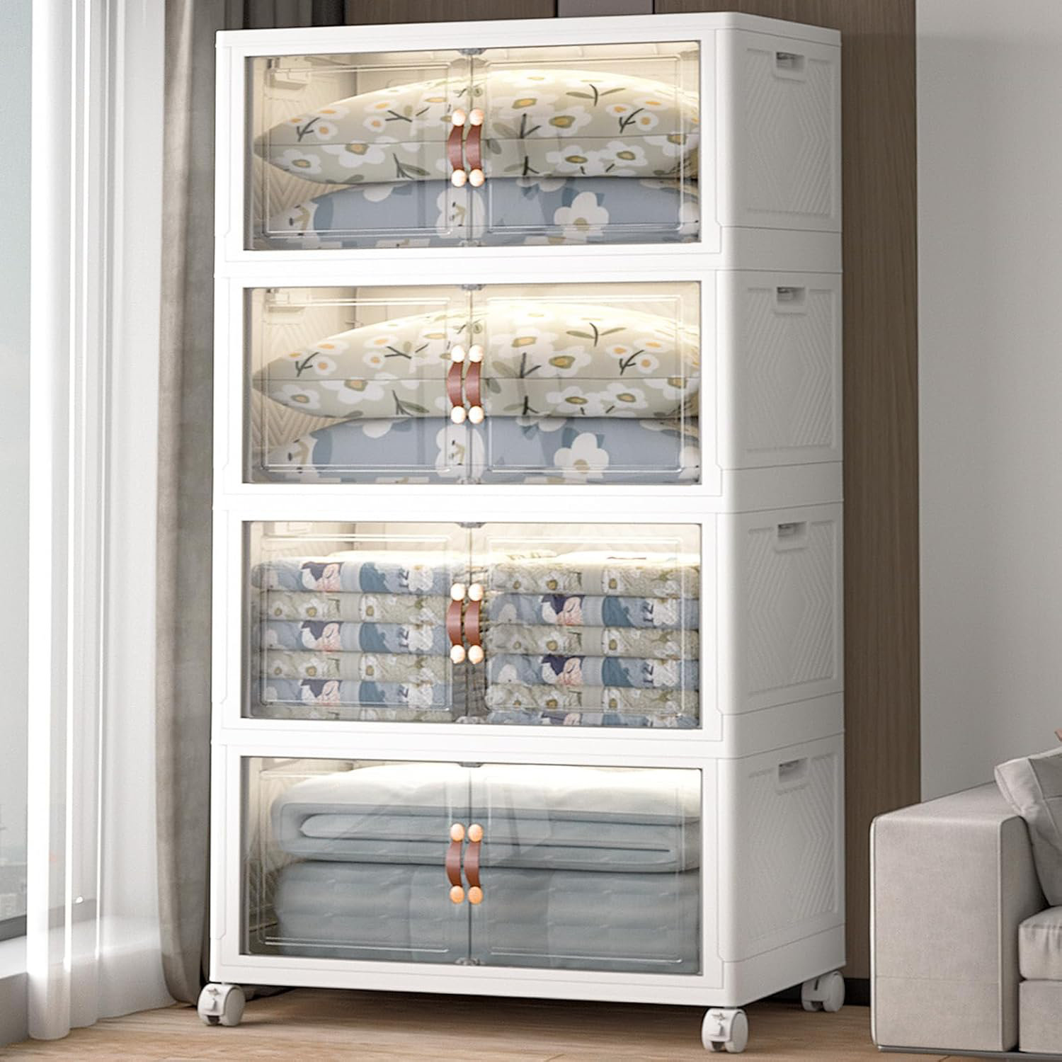 SOSHNA Extra Large Stackable Storage Bins with Lids and Wheels, 160QT ...