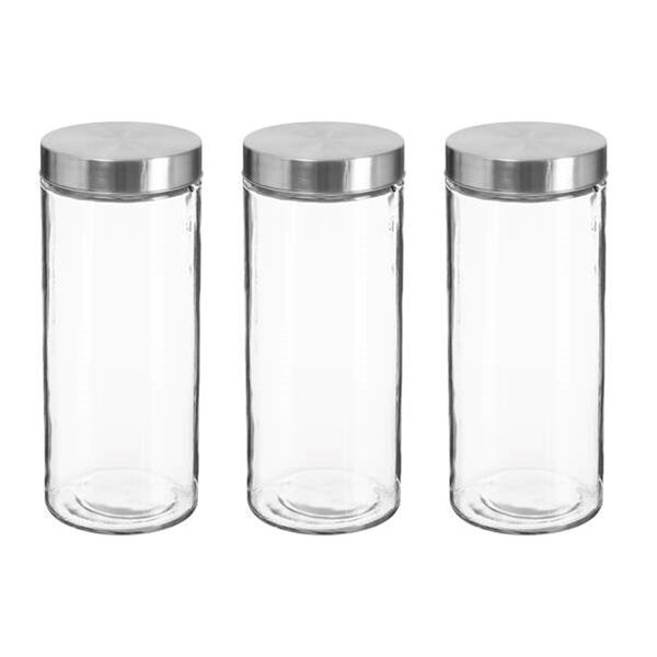 Brambly Cottage Glass Kitchen 2lt Storage Jars with Steel Lids ...