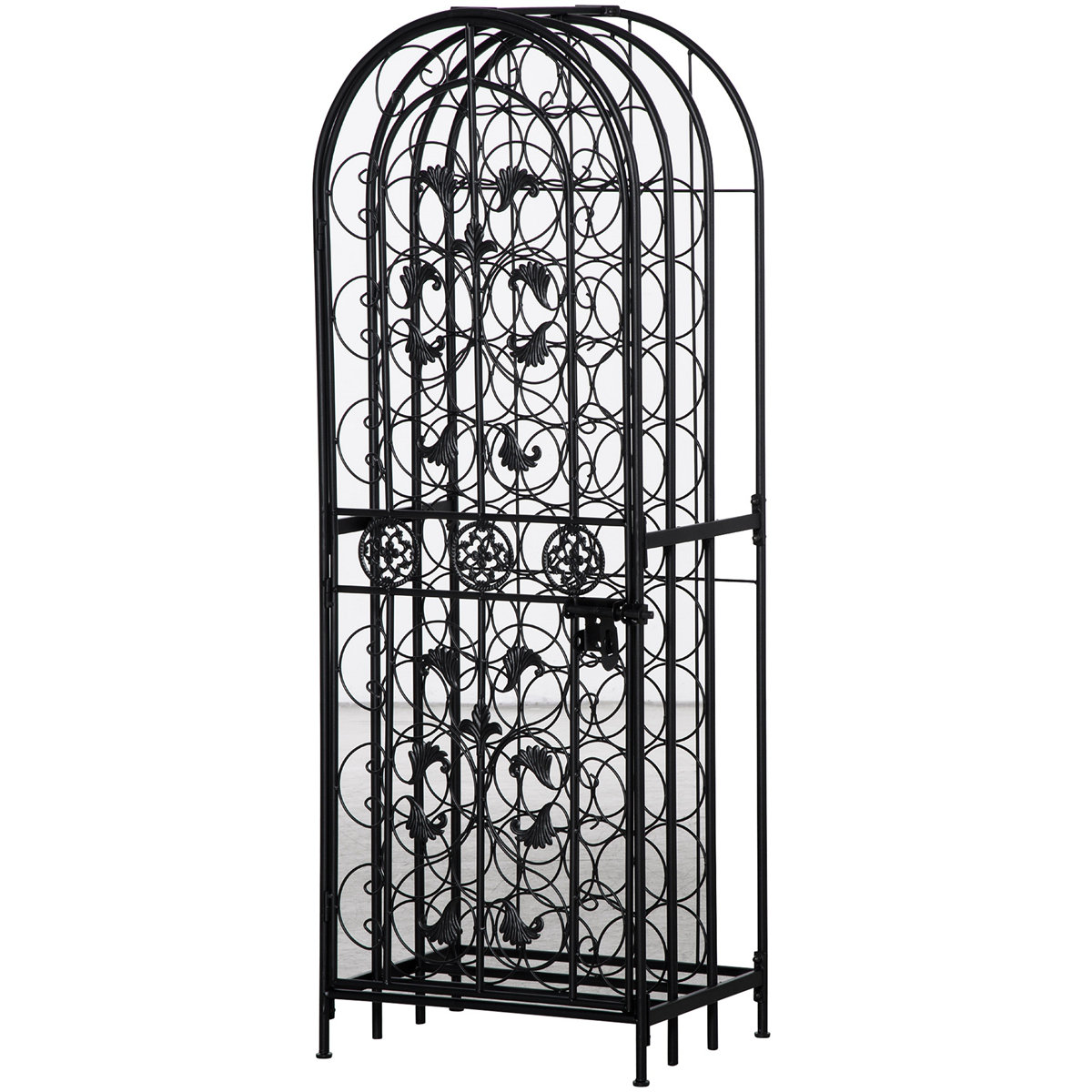 Red Barrel Studio® 45 Bottle Wrought Iron Wine Rack Jail With Lock ...