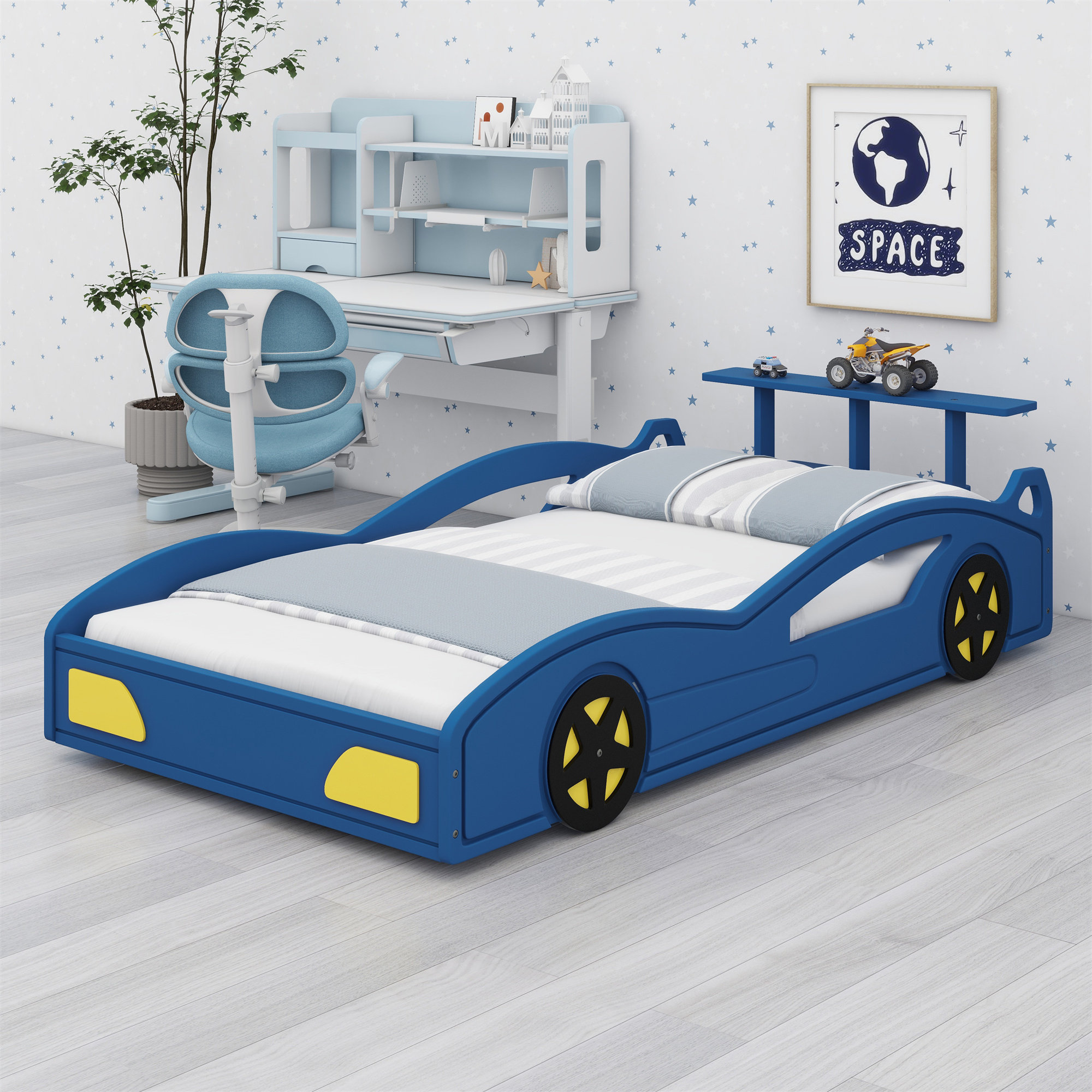 Zoomie Kids Race Car Bed,Car-Shaped Platform Bed With Wheels | Wayfair