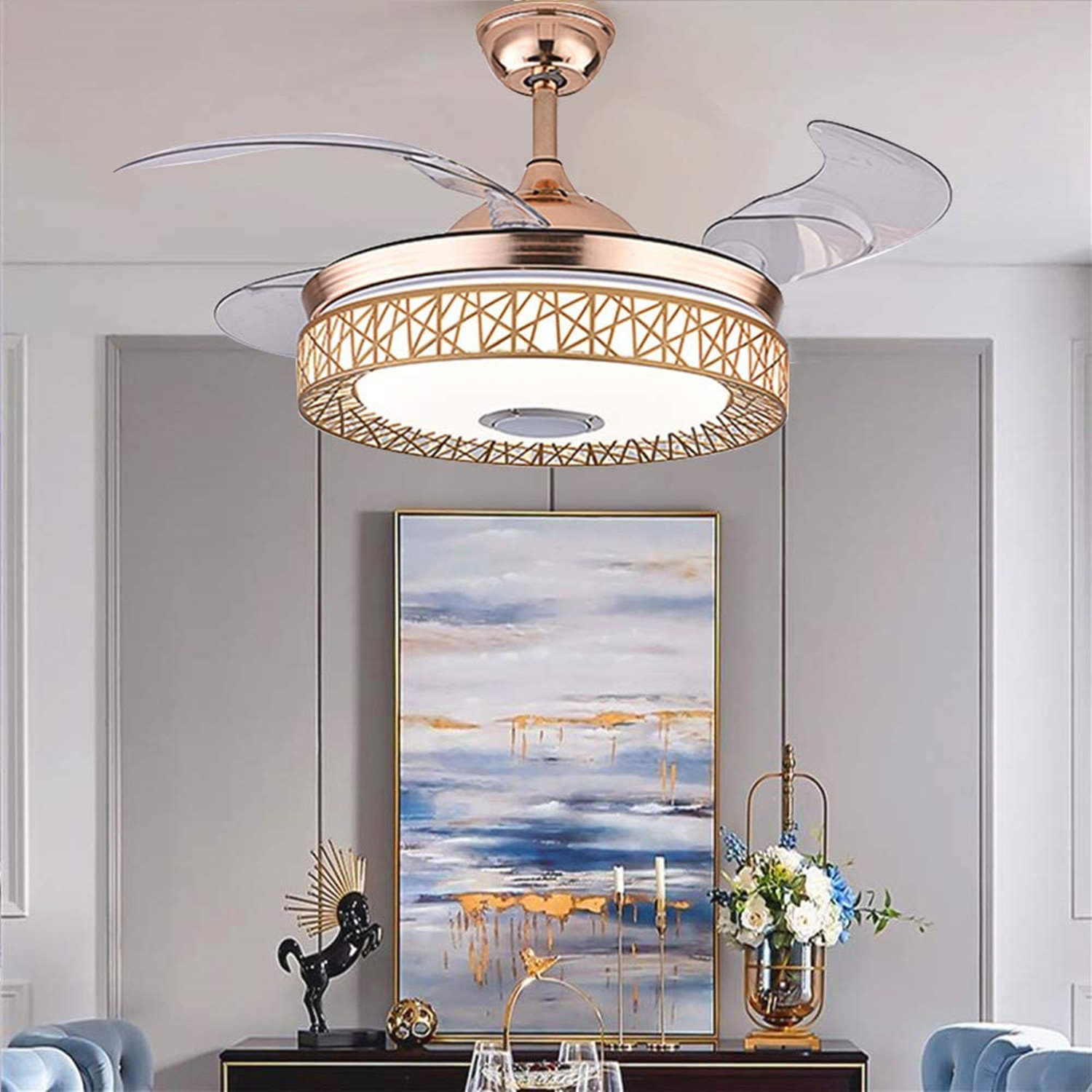 Mercer41 42" Felecia 4 - Blade LED Retractable Blades Ceiling Fan with ...