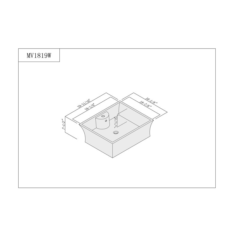 Fine Fixtures Modern Vitreous China Square Vessel Sink with Overflow ...