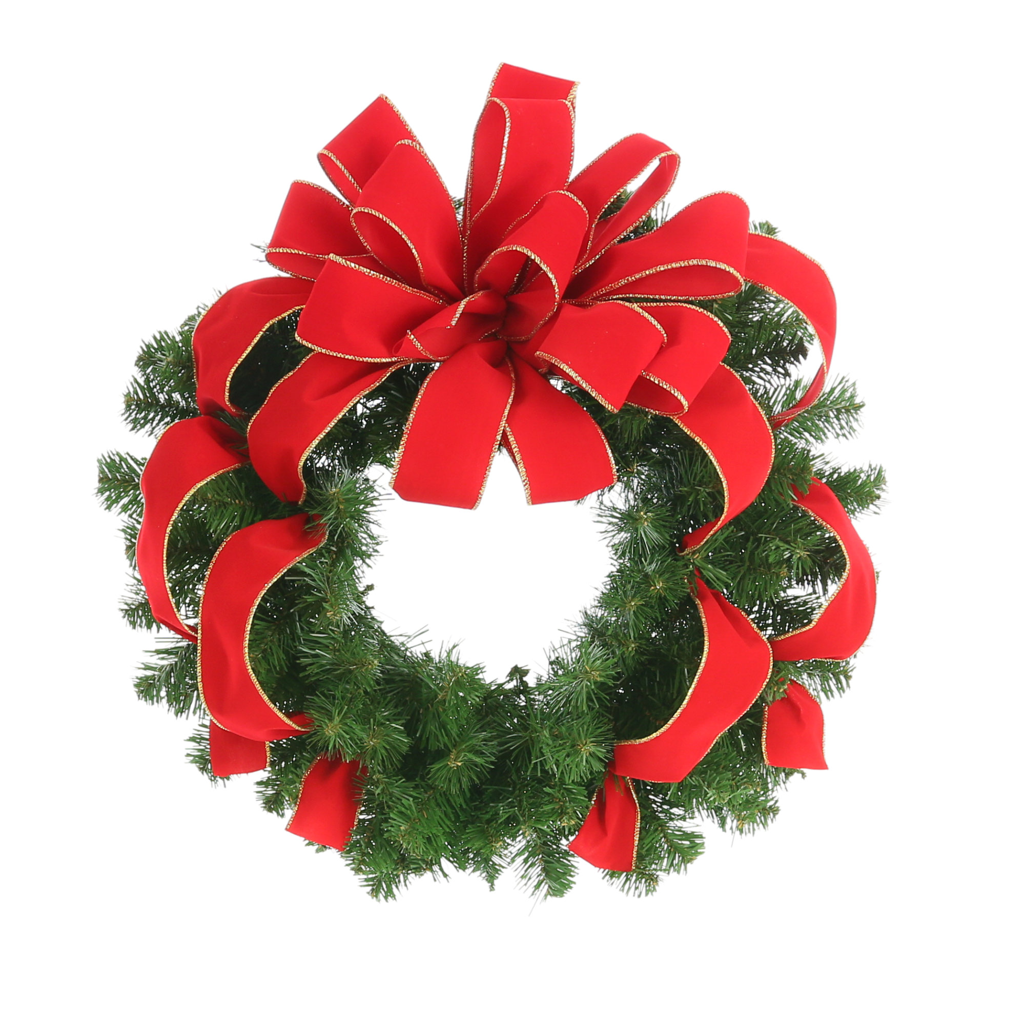 The Holiday Aisle® Jeyli Holiday Ribbon Evergreen Wreath & Reviews ...