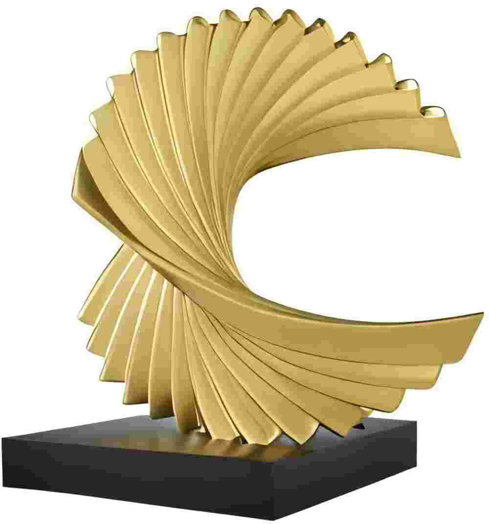 Ivy Bronx Gold Ocean Wave Statue, Modern Abstract Art | Wayfair