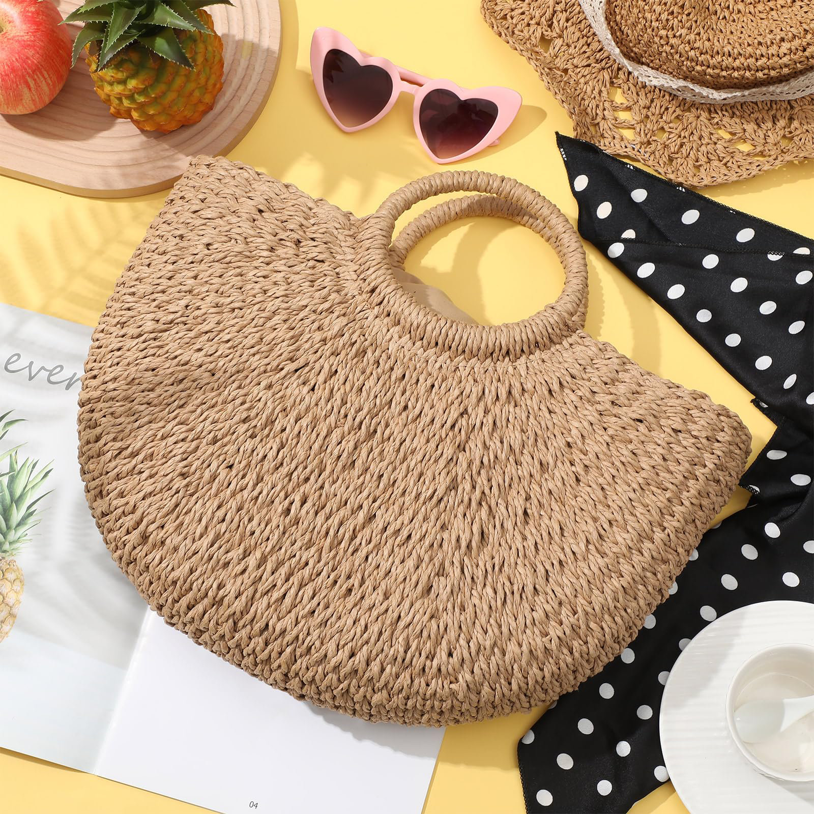 Bay Isle Home™ Insulated Beach Cooler Bag Straw Beach Bag For Women ...