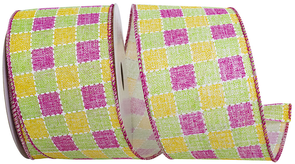 The Holiday Aisle® 2-1/2"X10yd Multi Pastels Printed Stitched Check ...