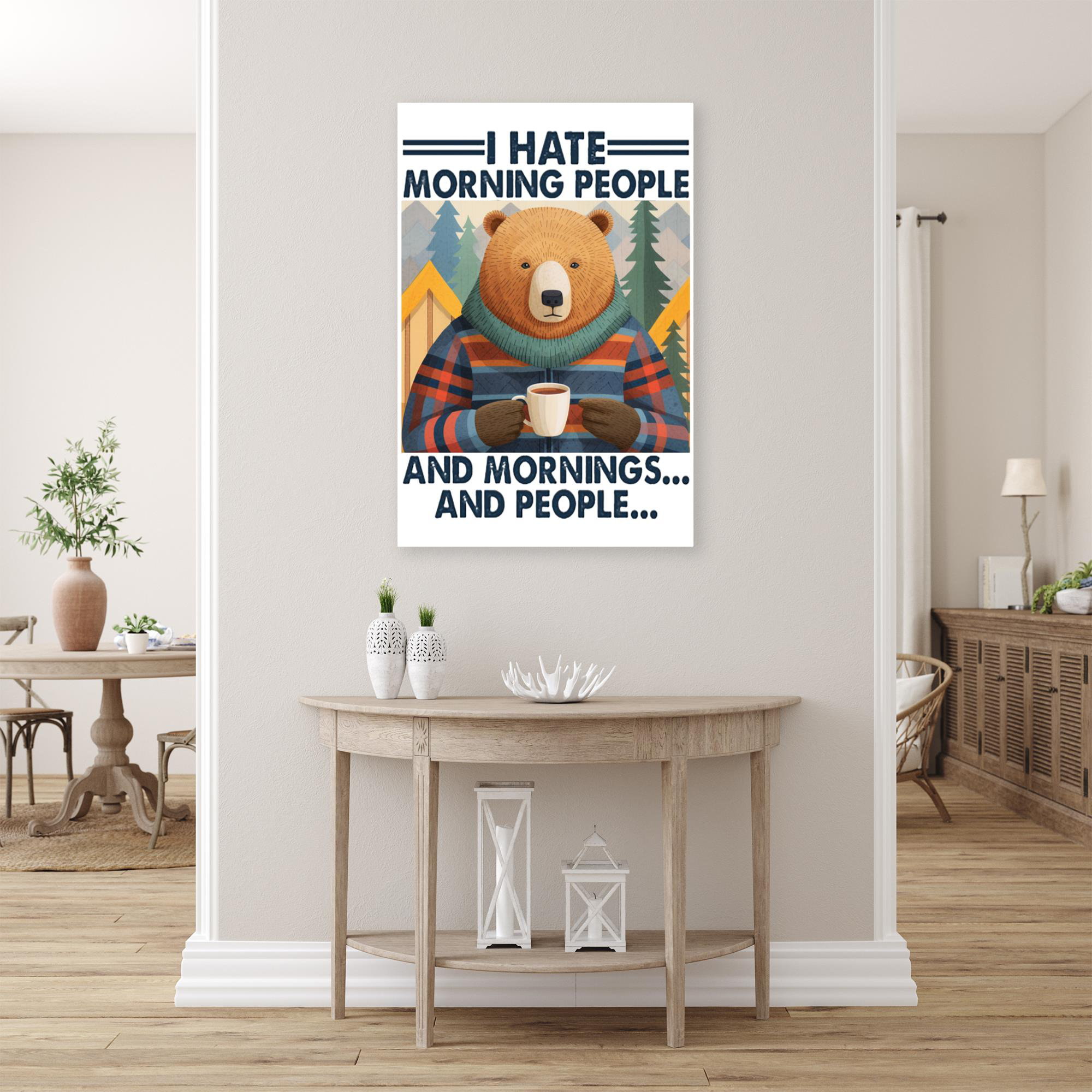 Trinx Bear I Hate Morning People On Canvas Print | Wayfair