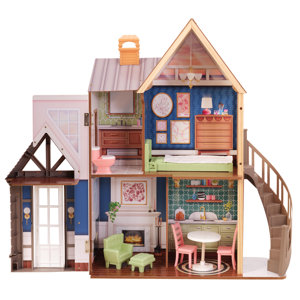 KidKraft Modern Charm Wooden Dollhouse with Open & Close Front and 7 ...