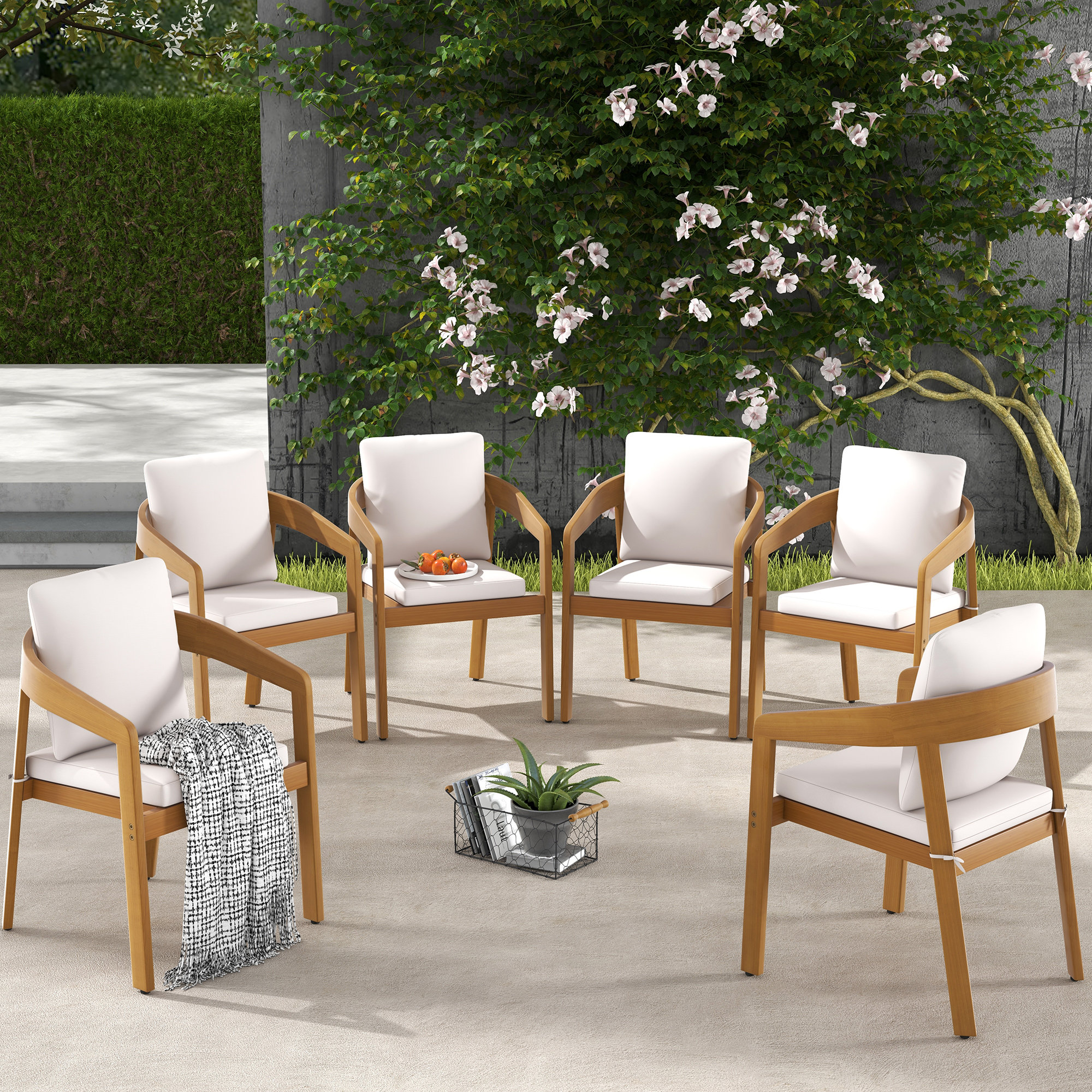 OC Orange-Casual Outdoor Stackable Dining Armchair With Cushions | Wayfair