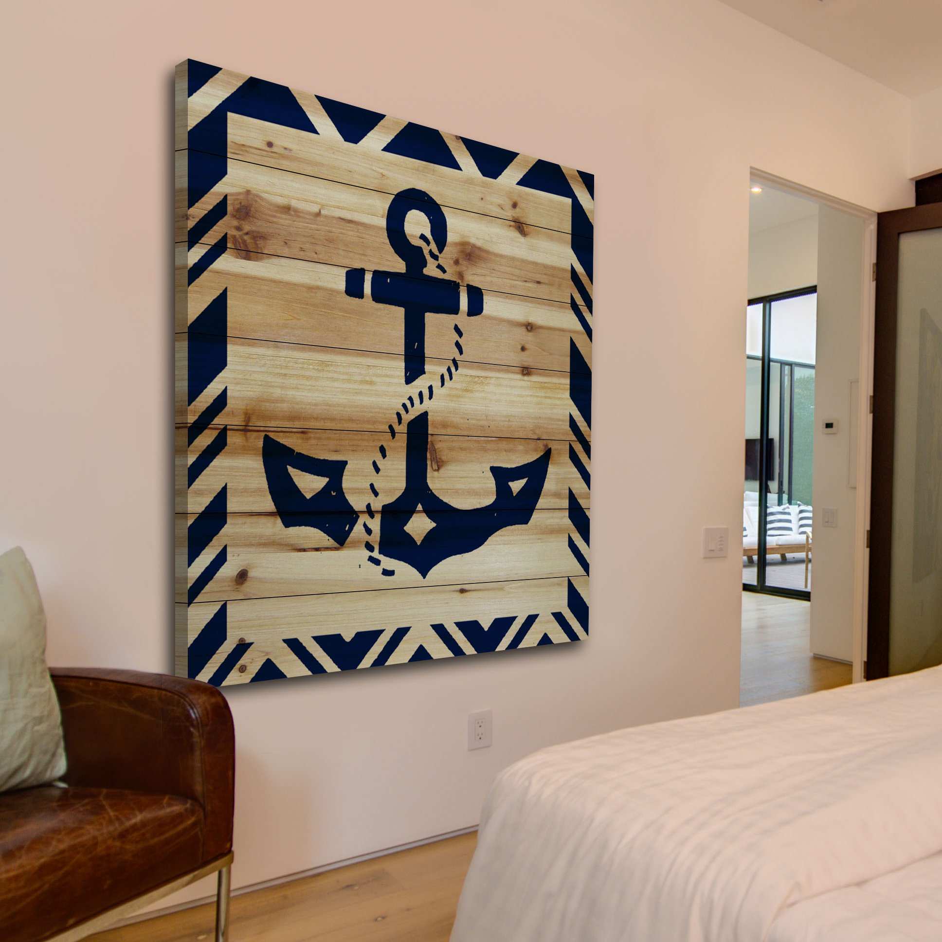 Marmont Hill 'Anchor' by Jen Lee Painting Print on Natural Pine Wood ...