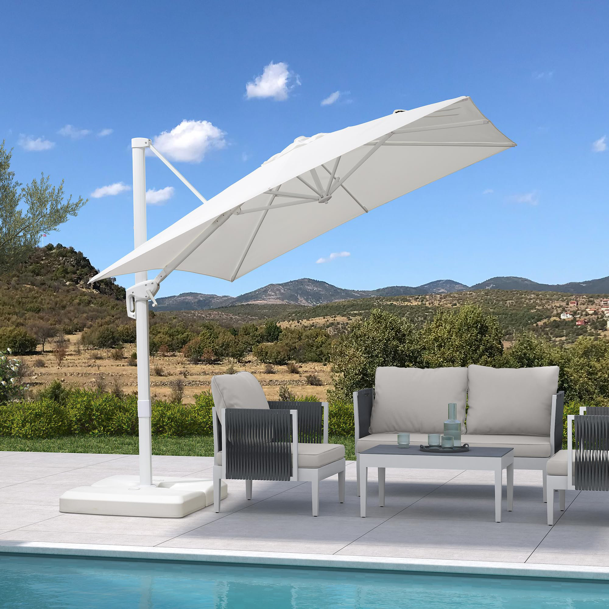 Arlmont & Co. Pole 96'' Square Offset Cantilever Umbrella with 360 ...