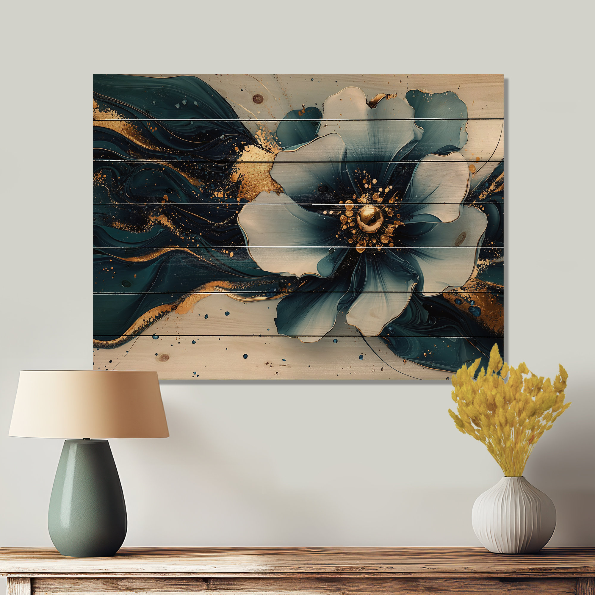 Ophelia & Co. Golden Arrangement Blue Velvet Daisies Ink II - Daisies ...