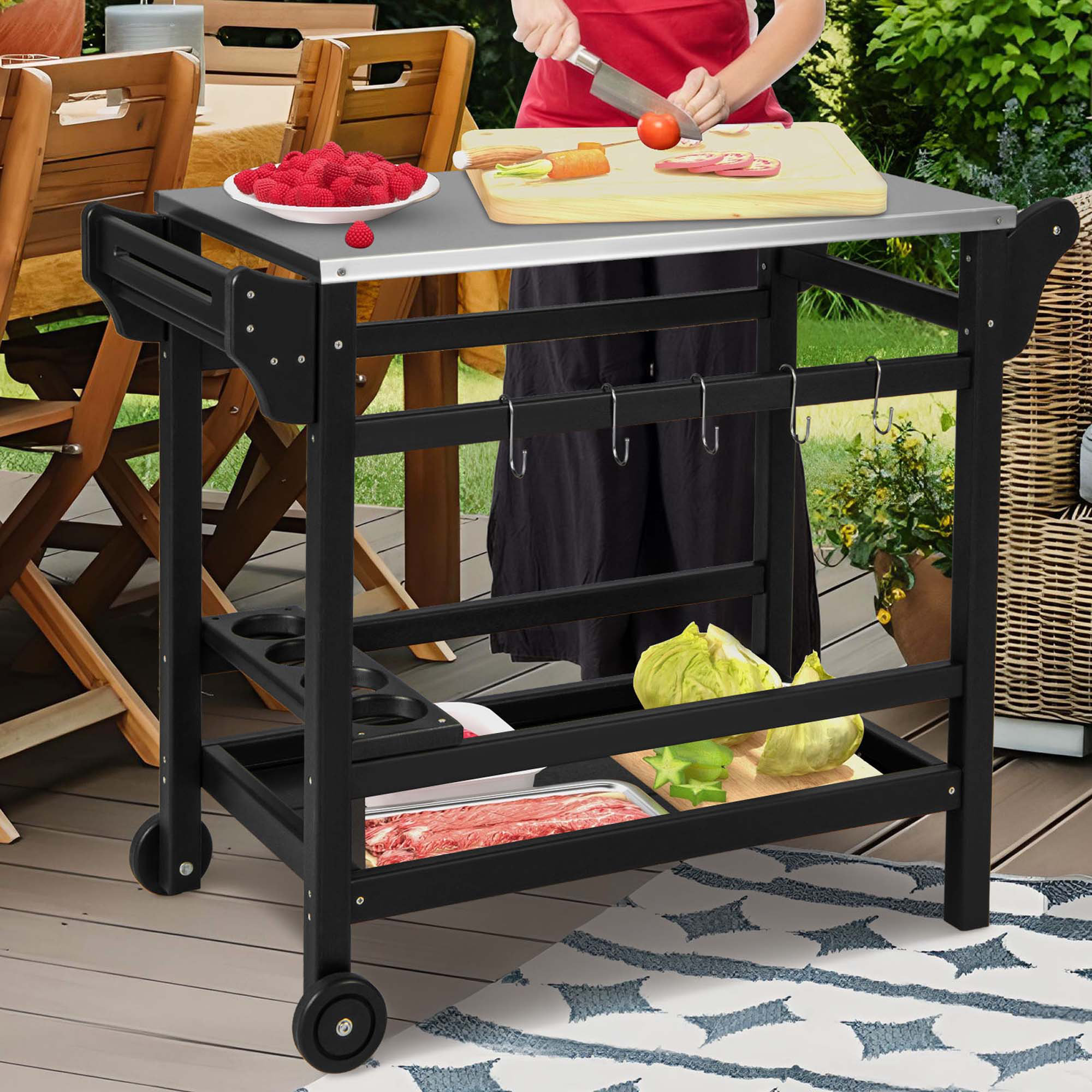 Latitude Run® Temirlan High - Density Polyethylene (HDPE) Bar Cart ...
