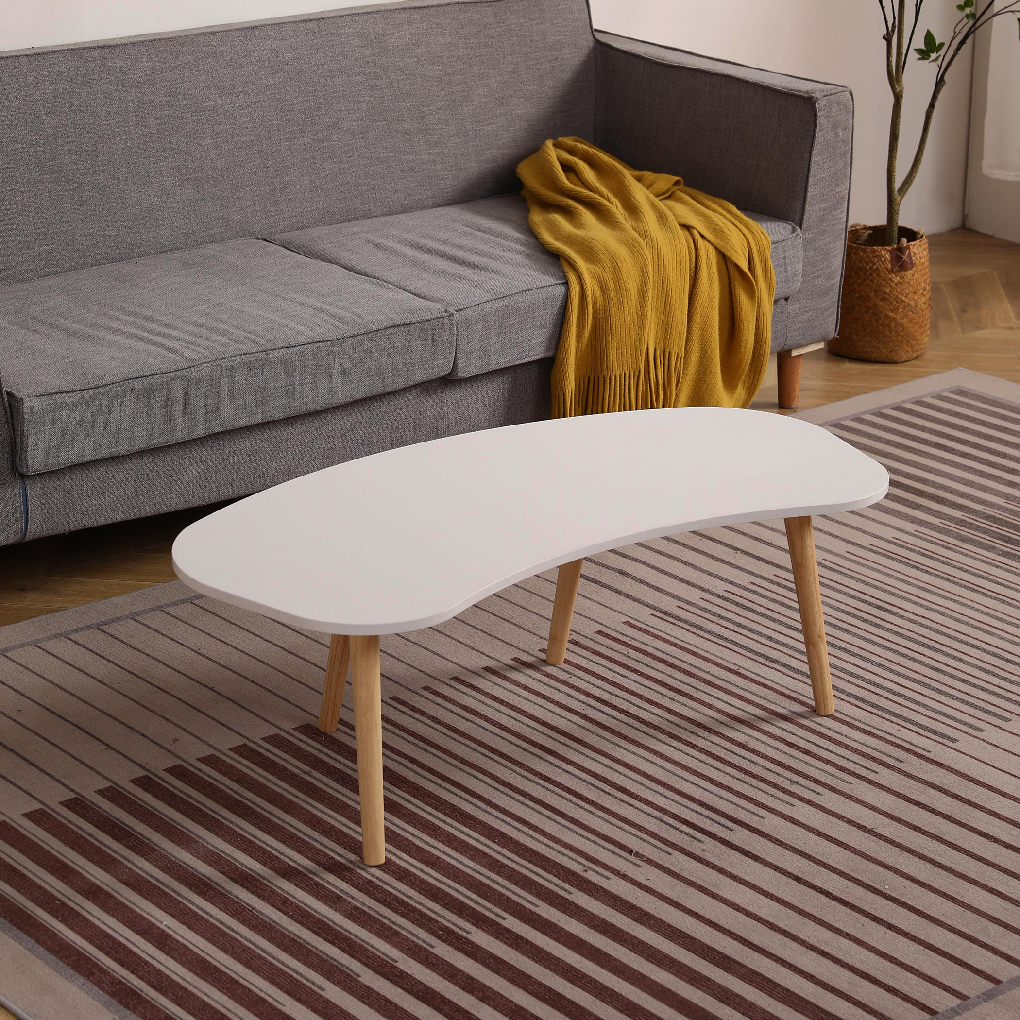 George Oliver Nut-Shaped Coffee Table With Solid Wood Legs | Wayfair