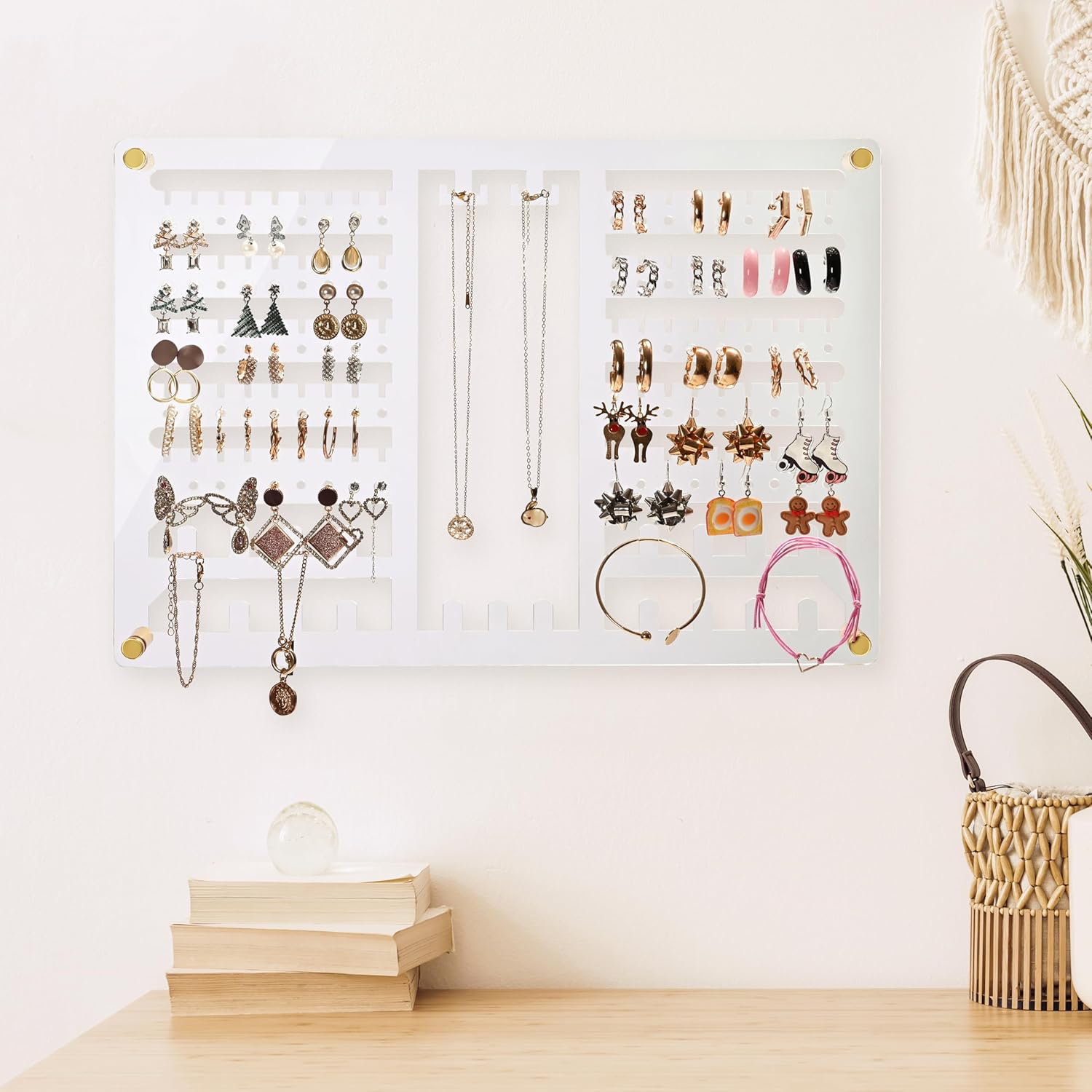 Latitude Run® Wall Mounted Jewelry Organizer Hanging Earring Holder And ...