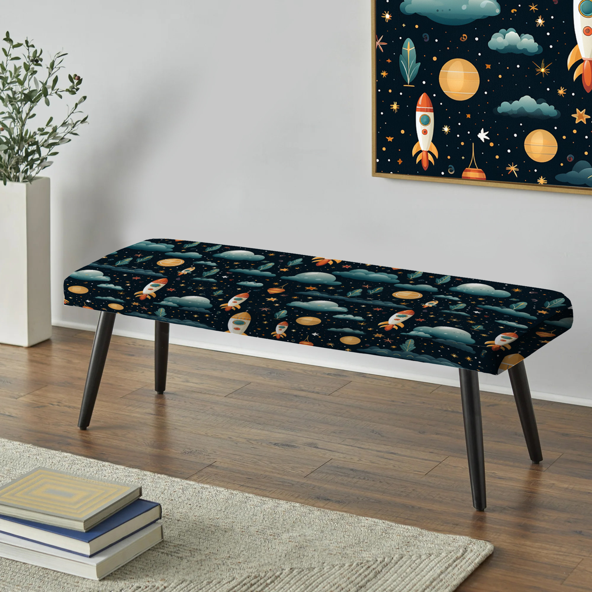 Design Art Space Rocket For Children Bedroom - Kids Bedroom Upholstered ...