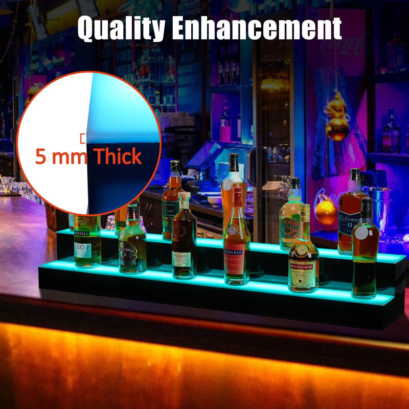 Wrought Studio™ LED Lighted Liquor Bottle Shelf,LED Bar Shelves With ...