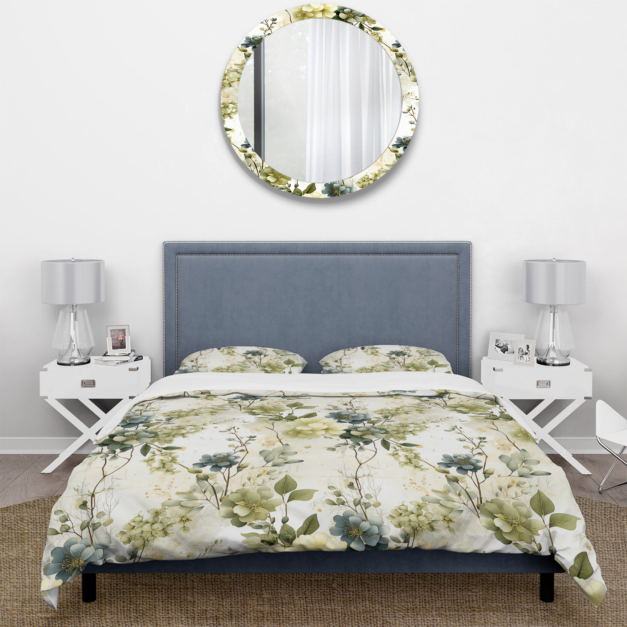 Design Art Oryon Green Botanical Dreams - Patchwork Duvet Cover Set ...