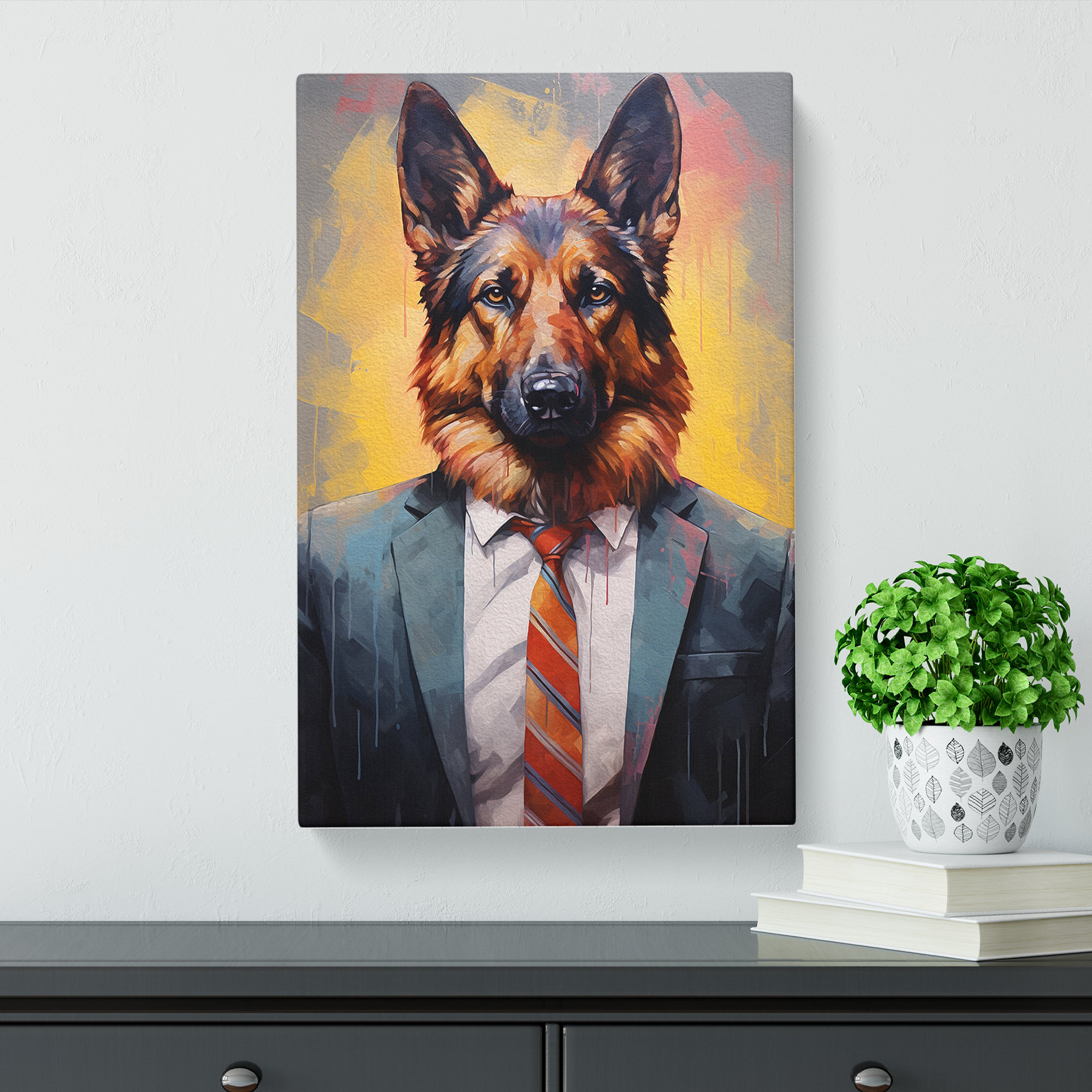 Happy Larry German Shepherd in a Suit Painting No.4 | Wayfair.co.uk