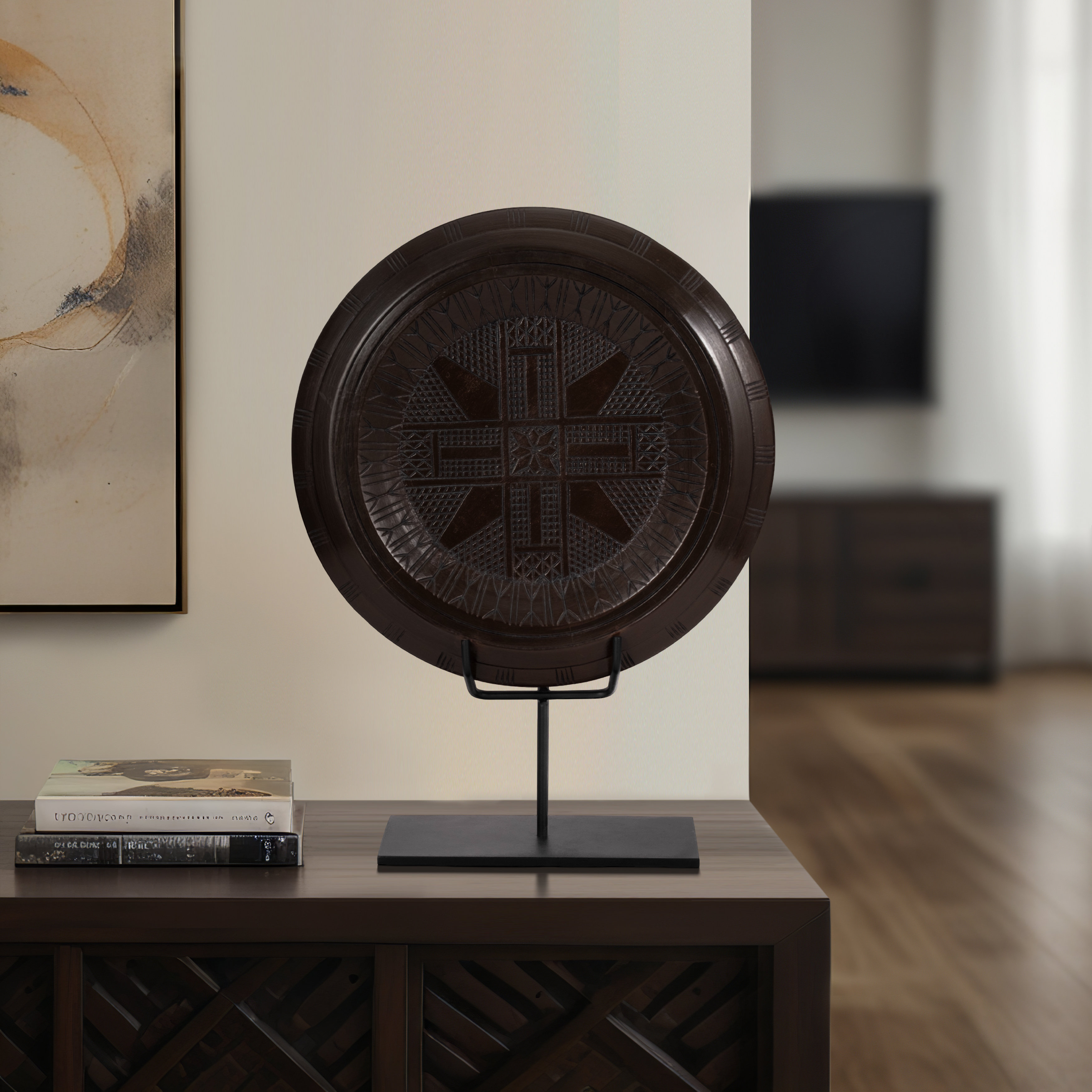 17 Stories 24" Aztec Table Sculpture Contemporary Abstract Metal and ...