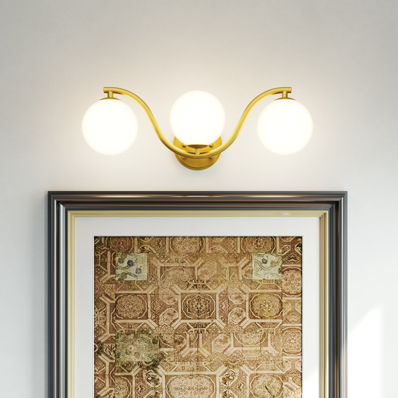 Mercer41 Reshmi 3 - Light Gold Seel Wavy Dimmable Vanity Light | Wayfair