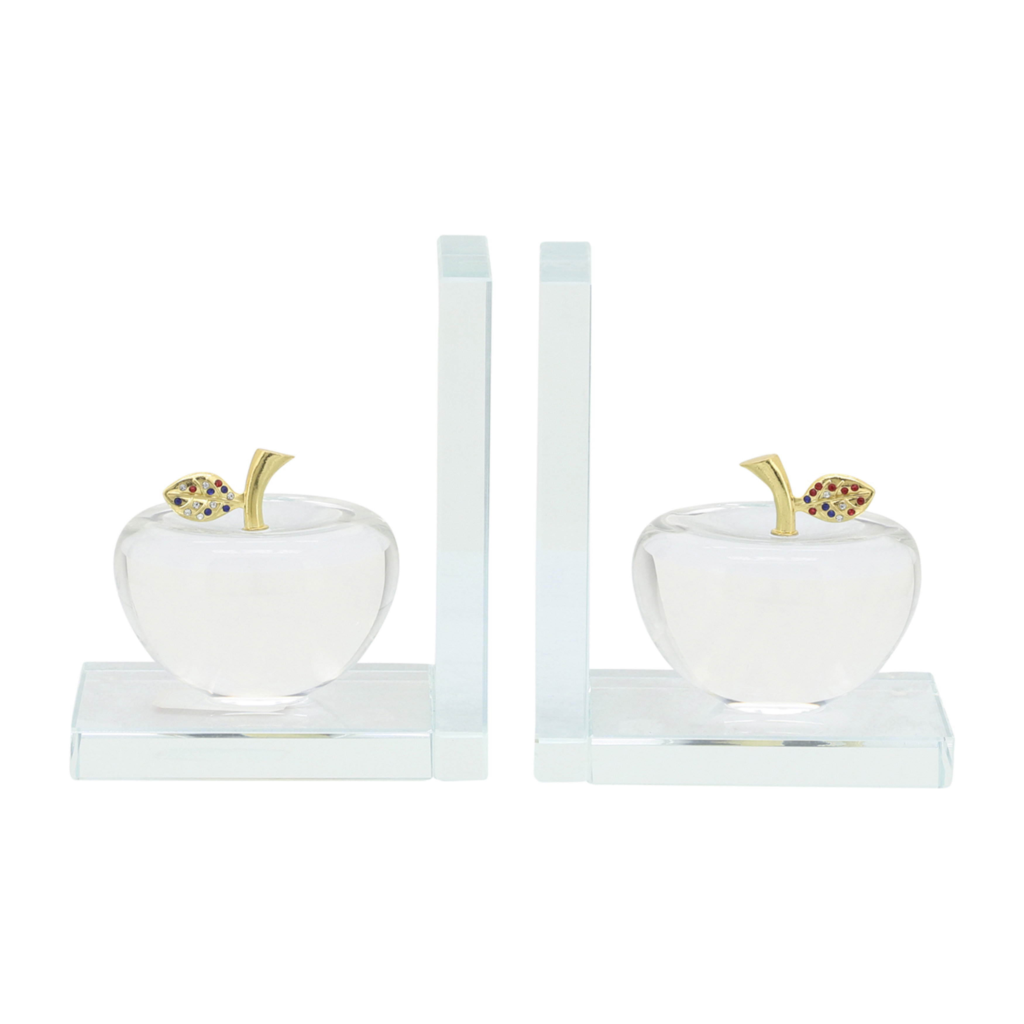 Rosdorf Park Kalervo Bookends Glass Apple Design with Faceted Crystal ...