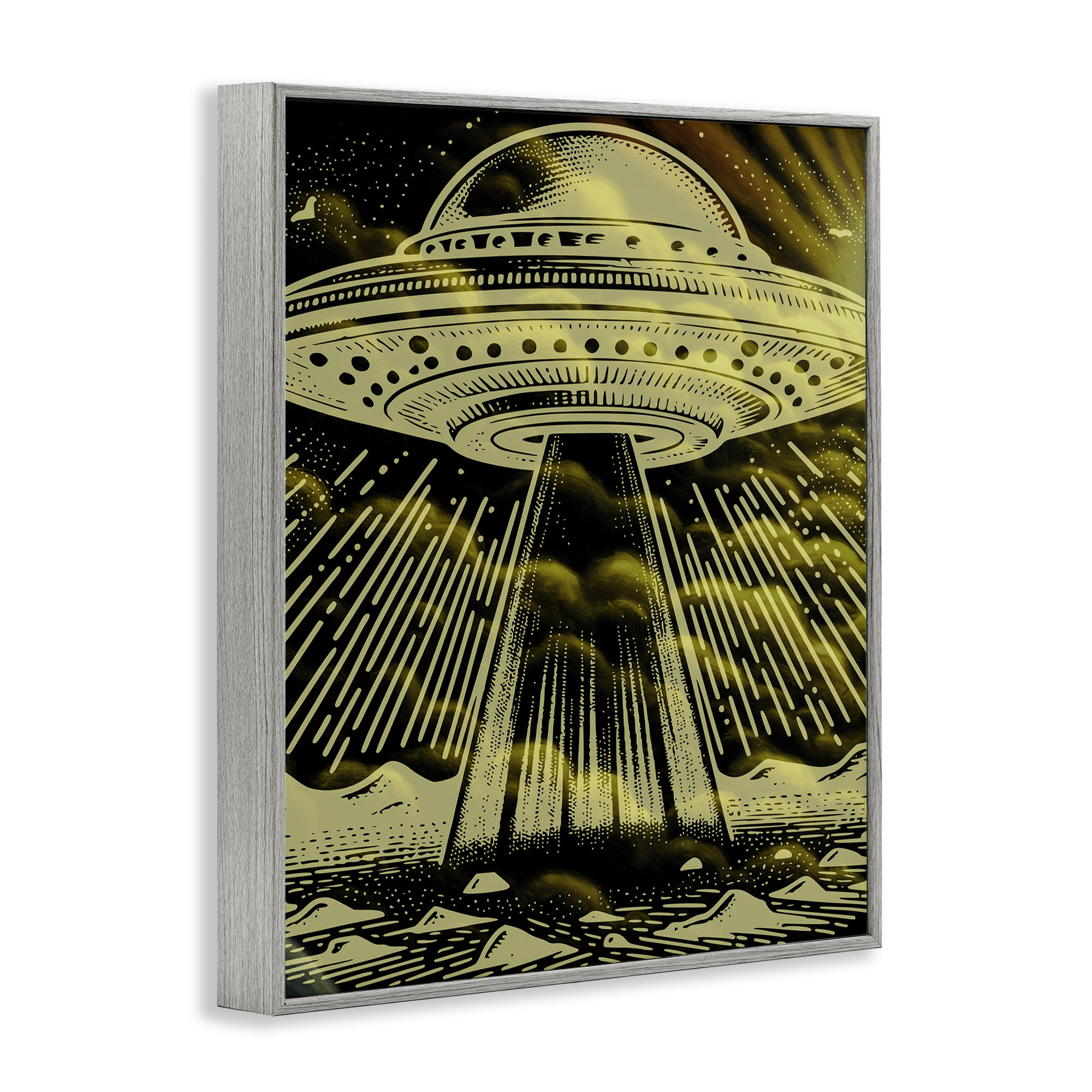 Highland Dunes Mysterious Alien UFO Framed Giclee, design by Jesse ...