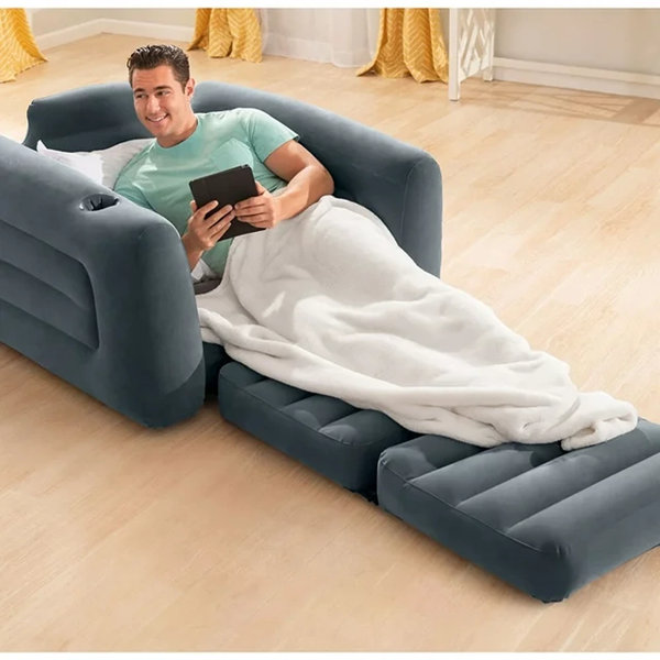 Intex 3 Piece Inflatable Pull-Out Sofa Bed Couch and Chair Sleeper 14 ...