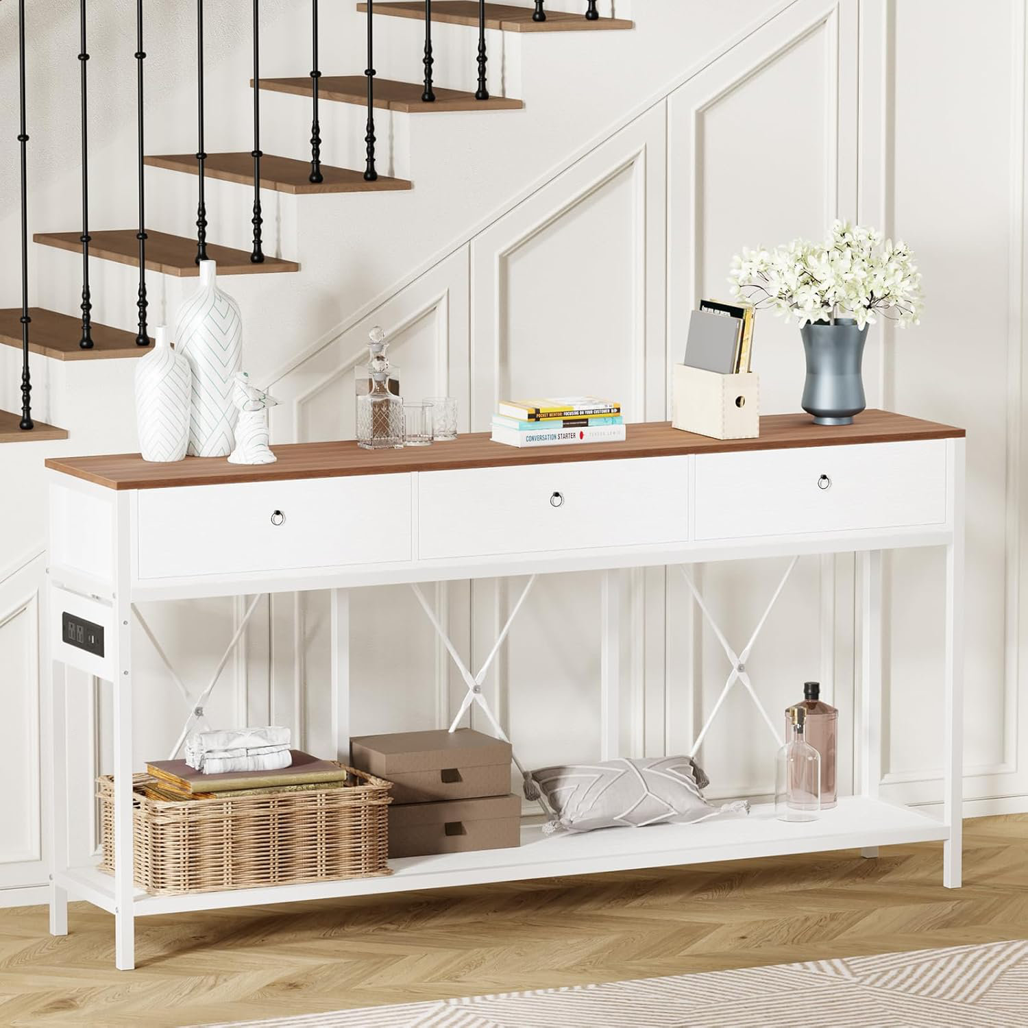 Latitude Run® Entryway Table With Outlets And USB Ports,Console Table ...