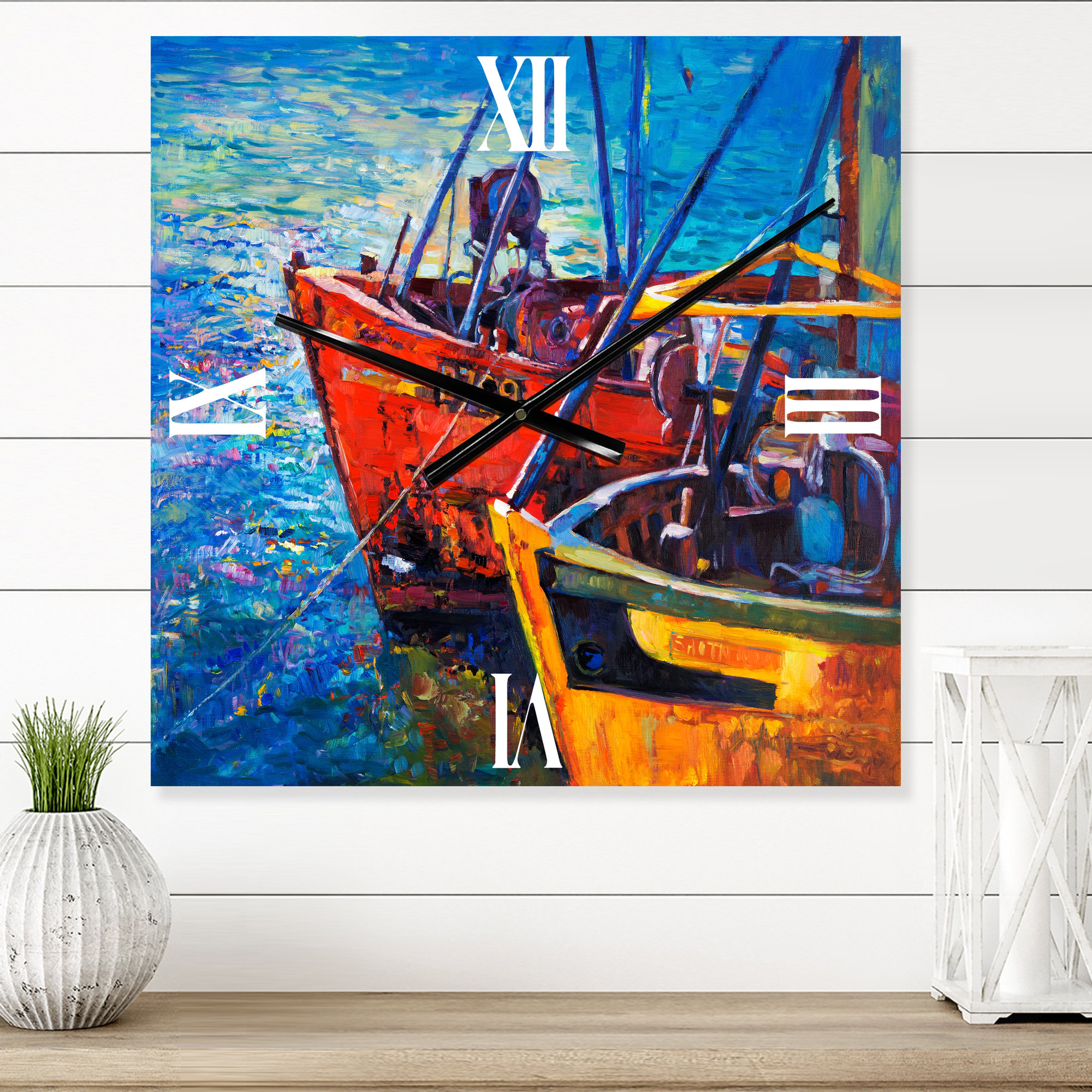 East Urban Home Boats Resting on the Water During Warm Sunset VII ...
