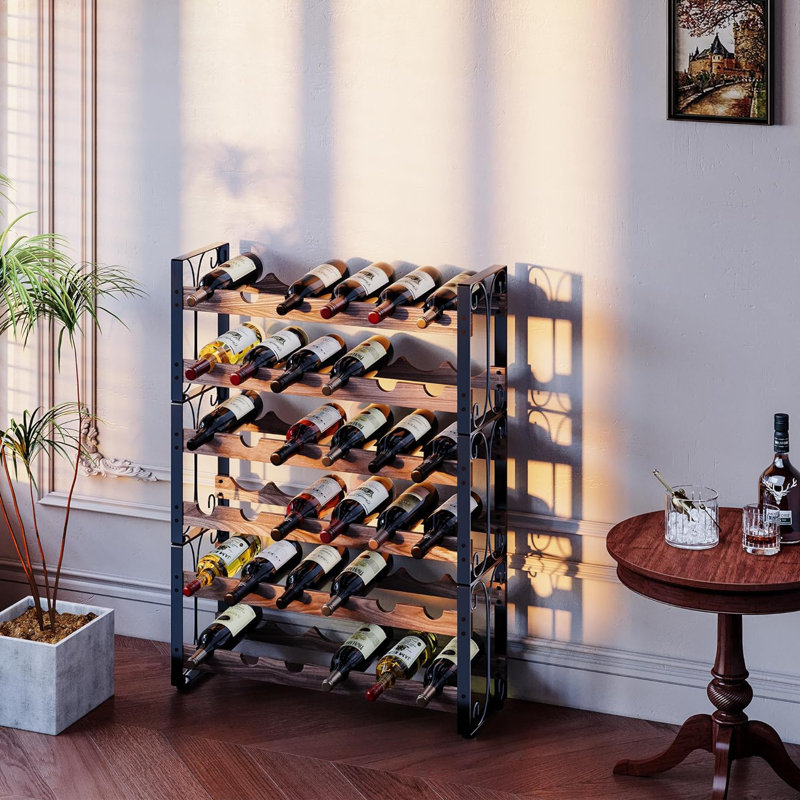 Williston Forge Jainaba 36 Bottle Floor Wine Bottle Rack in Brown/Black ...
