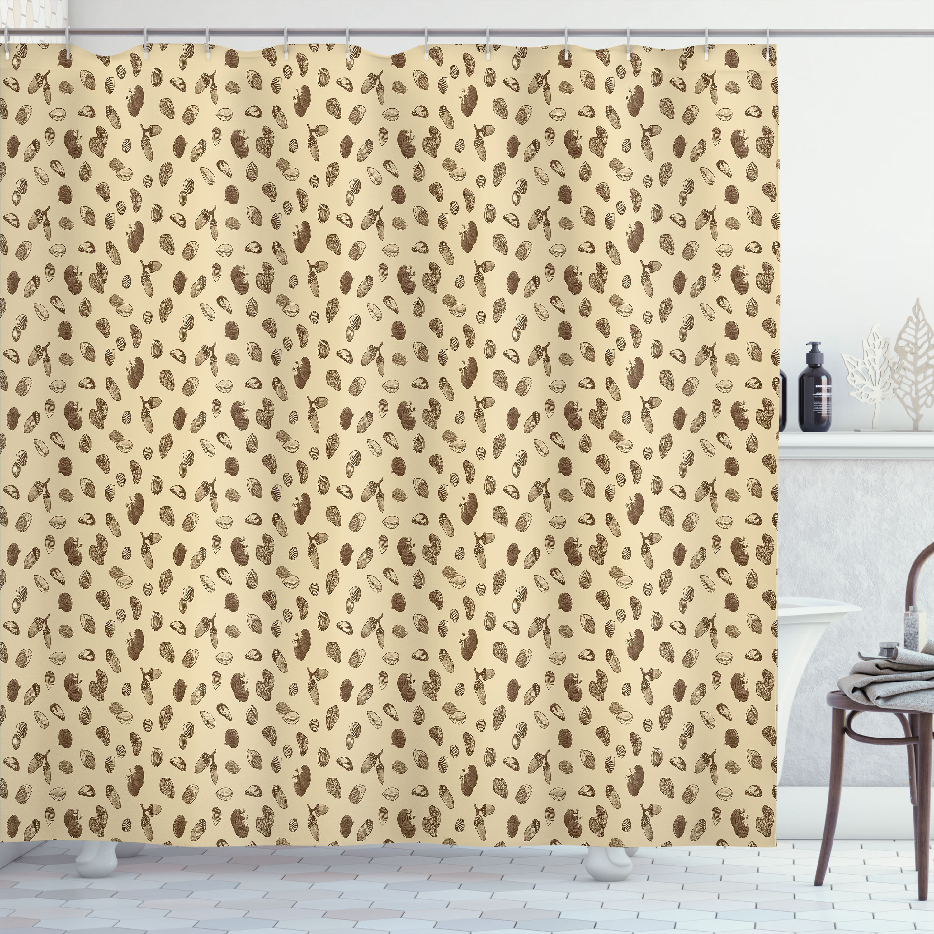 Union Rustic Acorn Shower Curtain Nuts Forest Fruits Print Art Beige ...