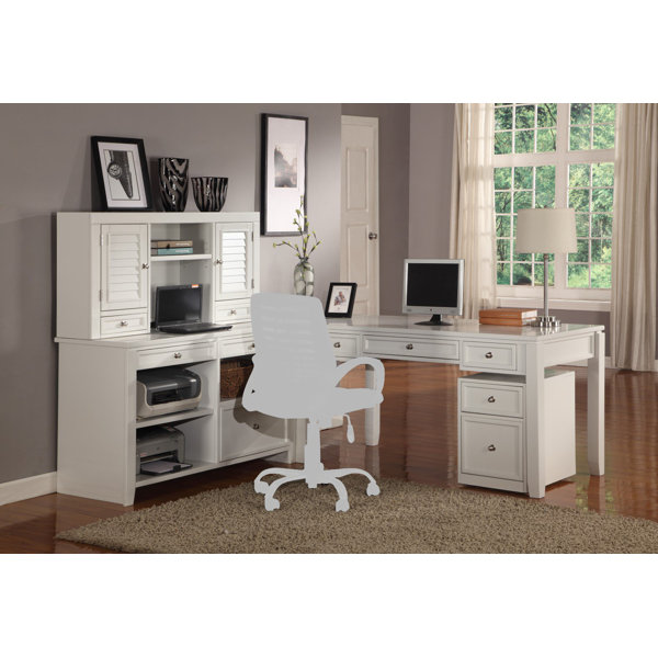 Lark Manor™ Assiah 3 Piece Solid Wood L-Shaped Computer Desk Office Set ...