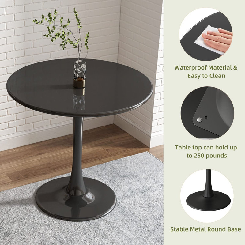 George Oliver Indars Round Metal Base Dining Table & Reviews | Wayfair