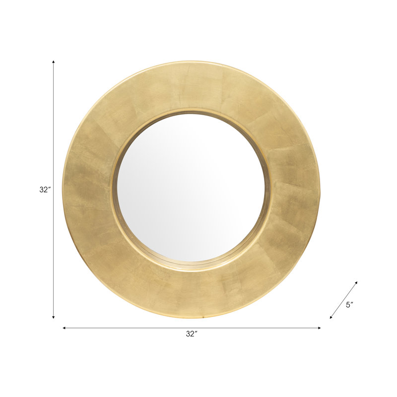 Everly Quinn Round Gold Disc Contemporary Wall Mirror | Wayfair