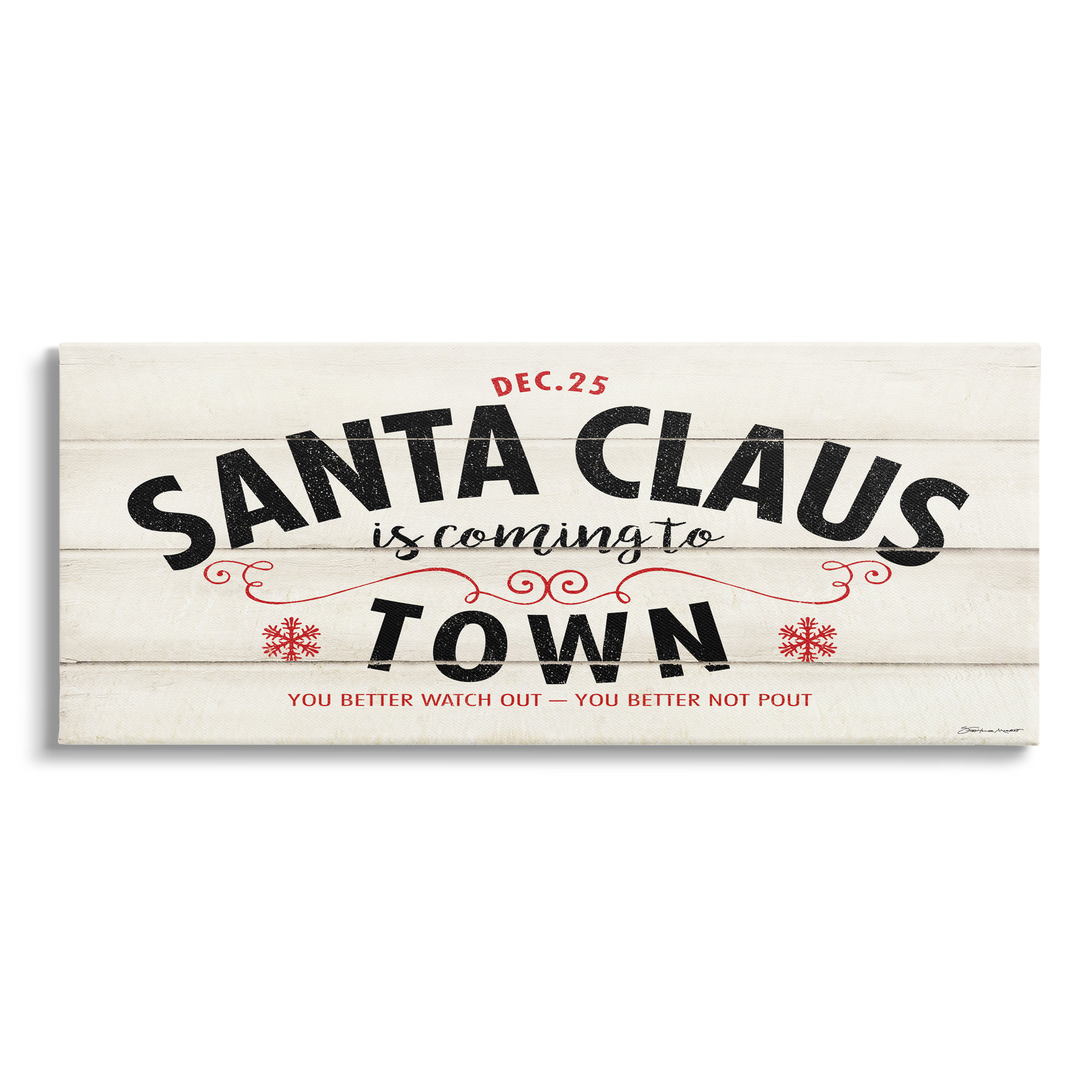 Stupell Industries Aw-109-Canvas Santa Claus Coming To Town Rustic On ...