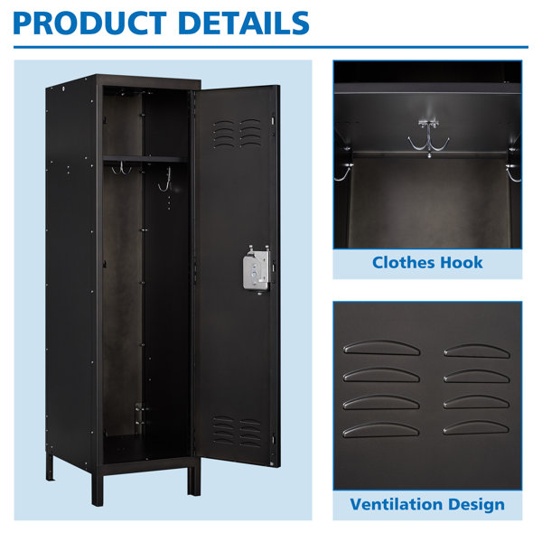 Steelcube 15 Inch Wide Steel Storage Locker Cabinet with 1 Door and ...