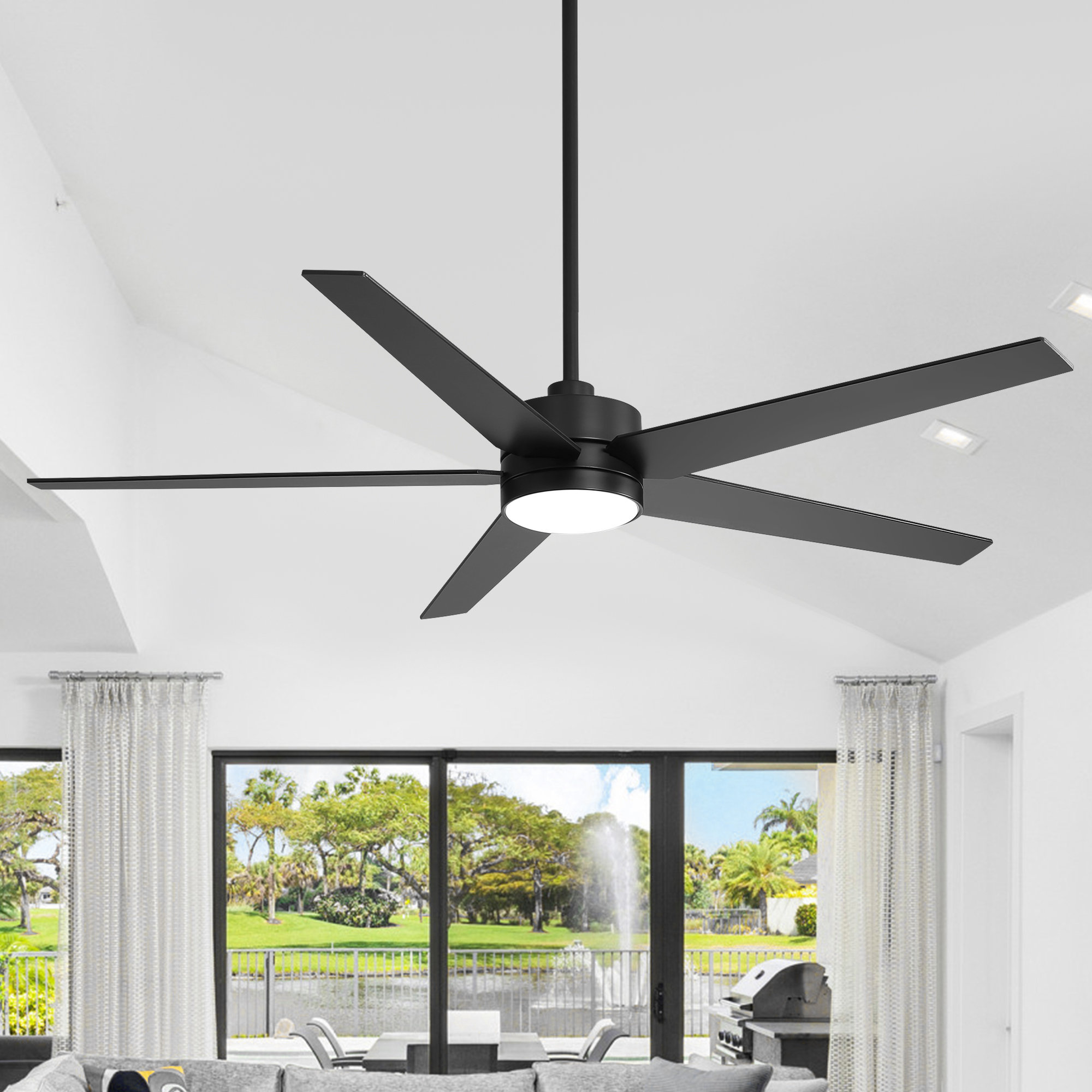 Orren Ellis Elraine 65" Large Modern Ceiling Fan with Light Kit and ...