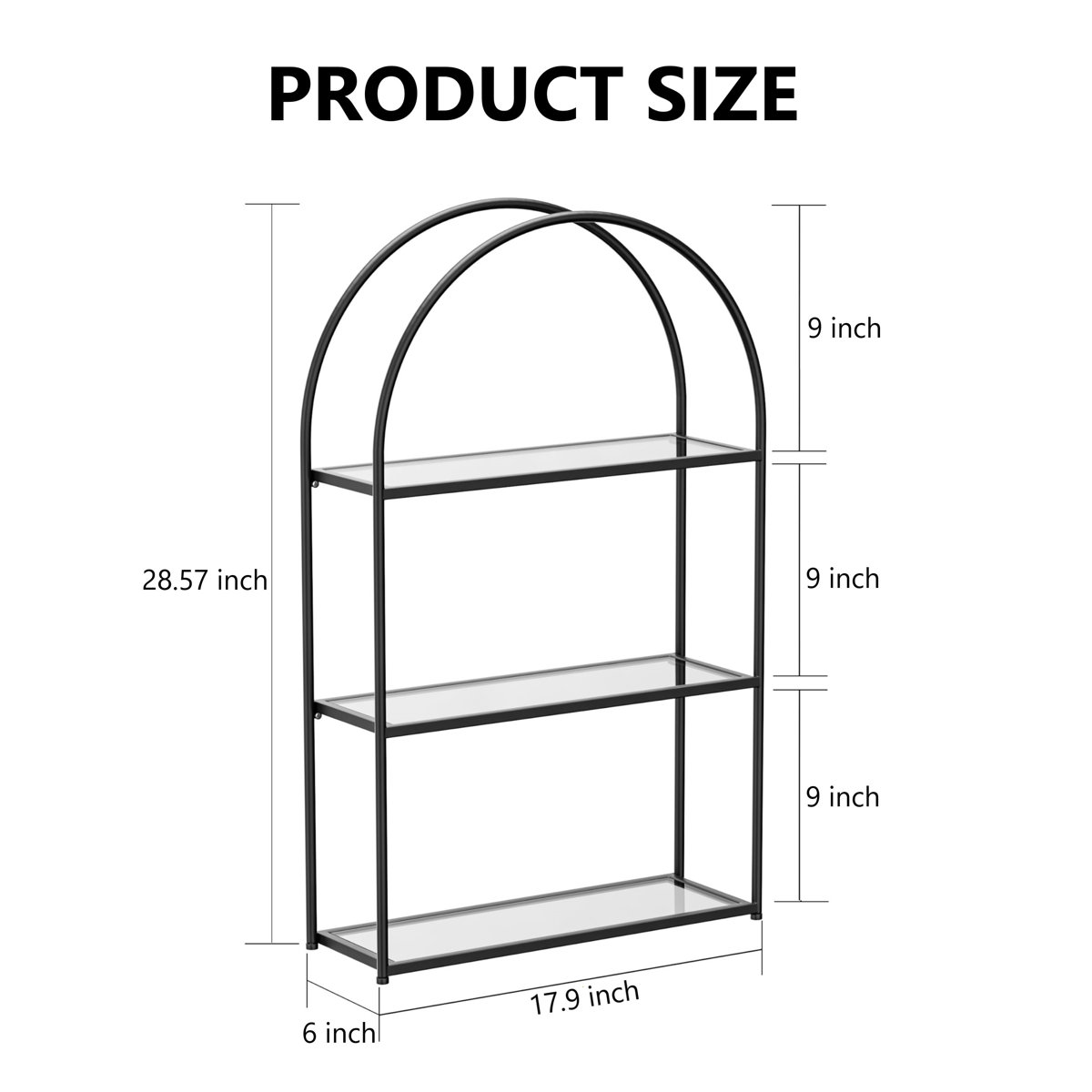 Latitude Run® 3-Tier Wall Mounted Shelf Arched Frame Shelf with ...