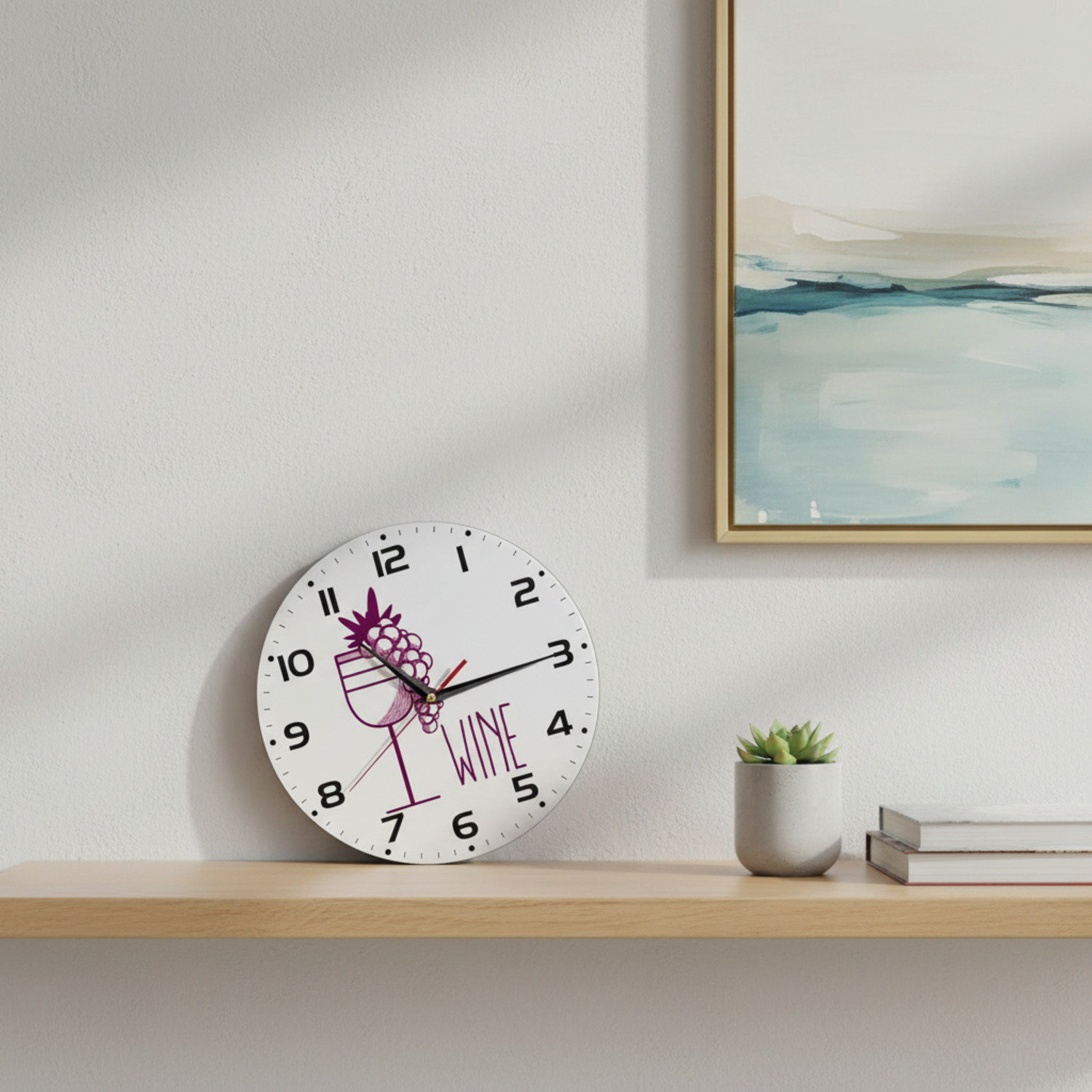 Latitude Run® Wooden Wall Clock With Grape And Wine Glass Design, 10 ...