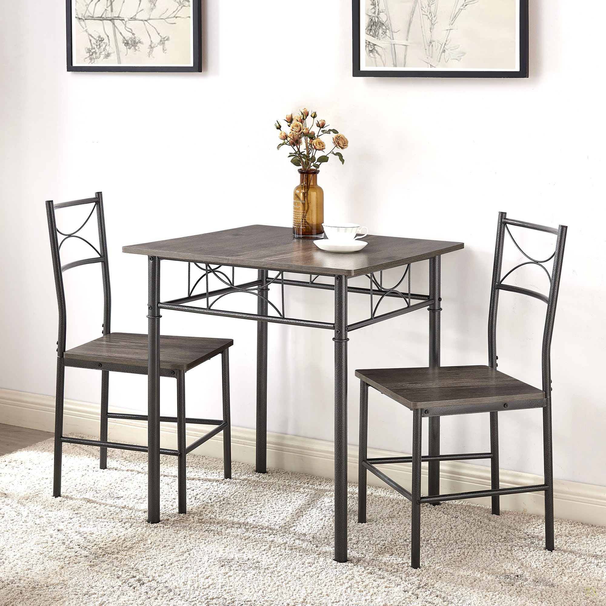 Latitude Run® 3-Piece Kitchen Dining Room Table Set Chair | Wayfair