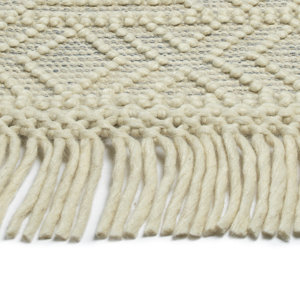 Dakota Fields Geometric Handmade Flatweave Wool Ivory Area Rug | Wayfair