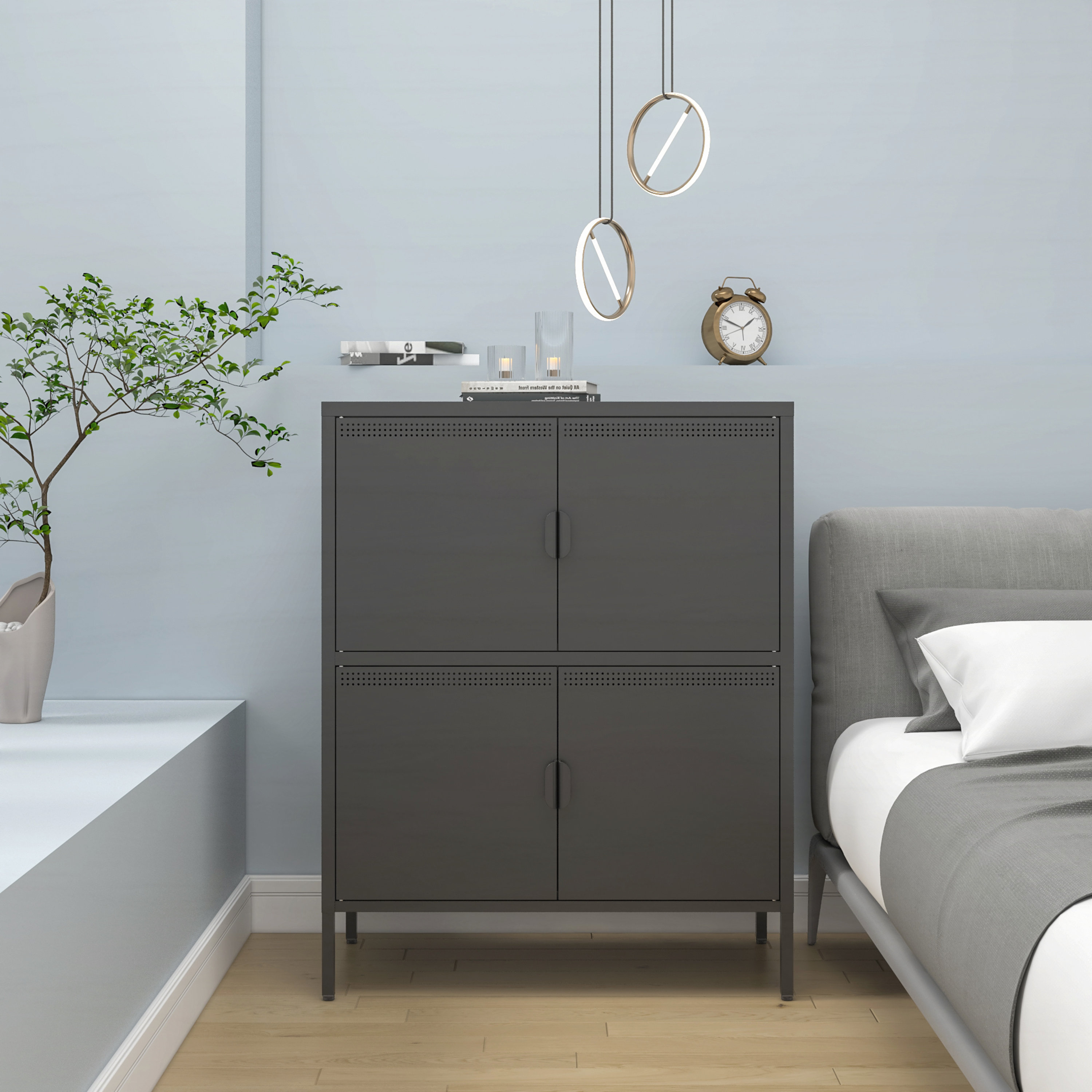 Inbox Zero 40 inches high metal storage locker with 4 doors, suitable ...