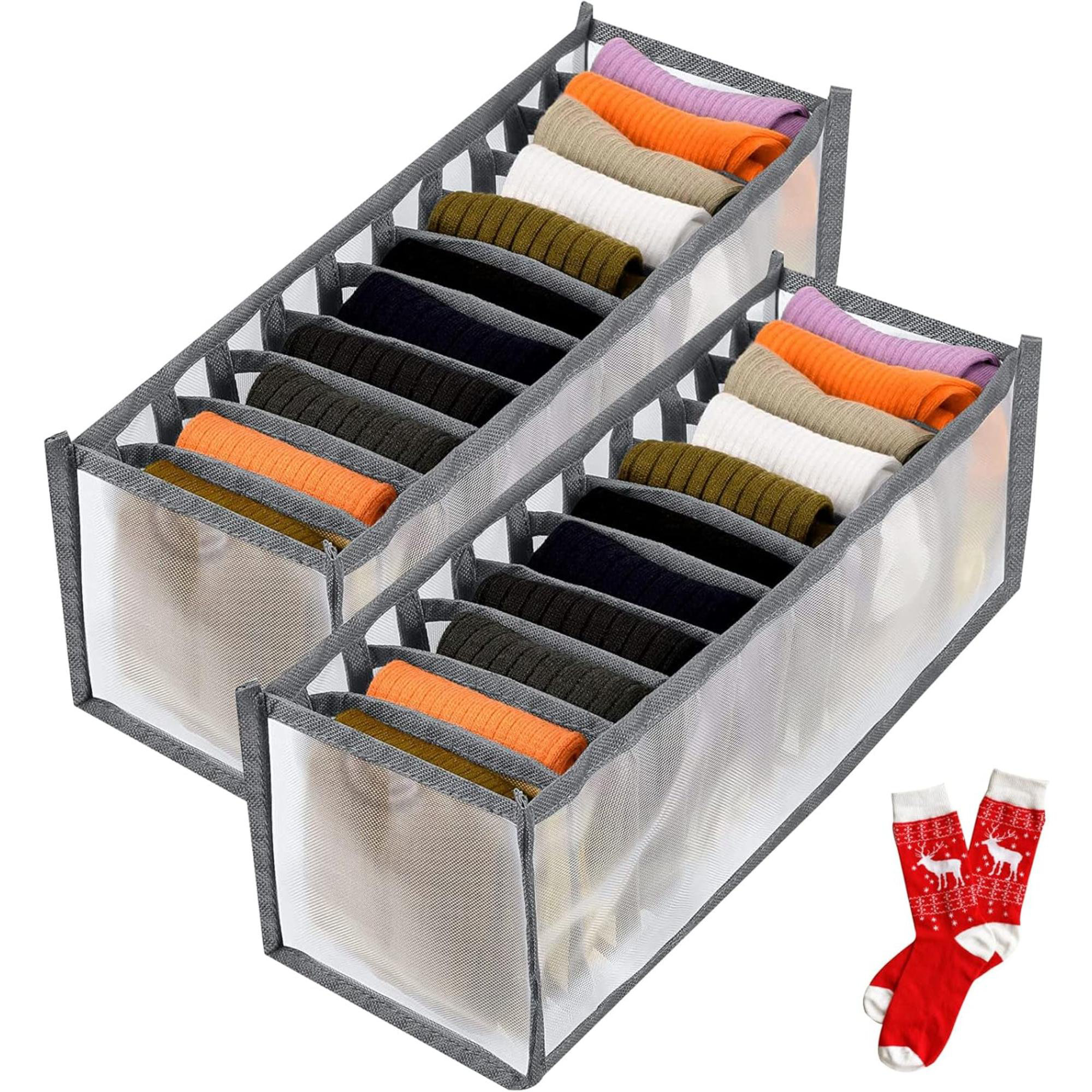 Rebrilliant Sock Organizer 2 Pack, Sock Drawer Organizer, Sock Drawer ...