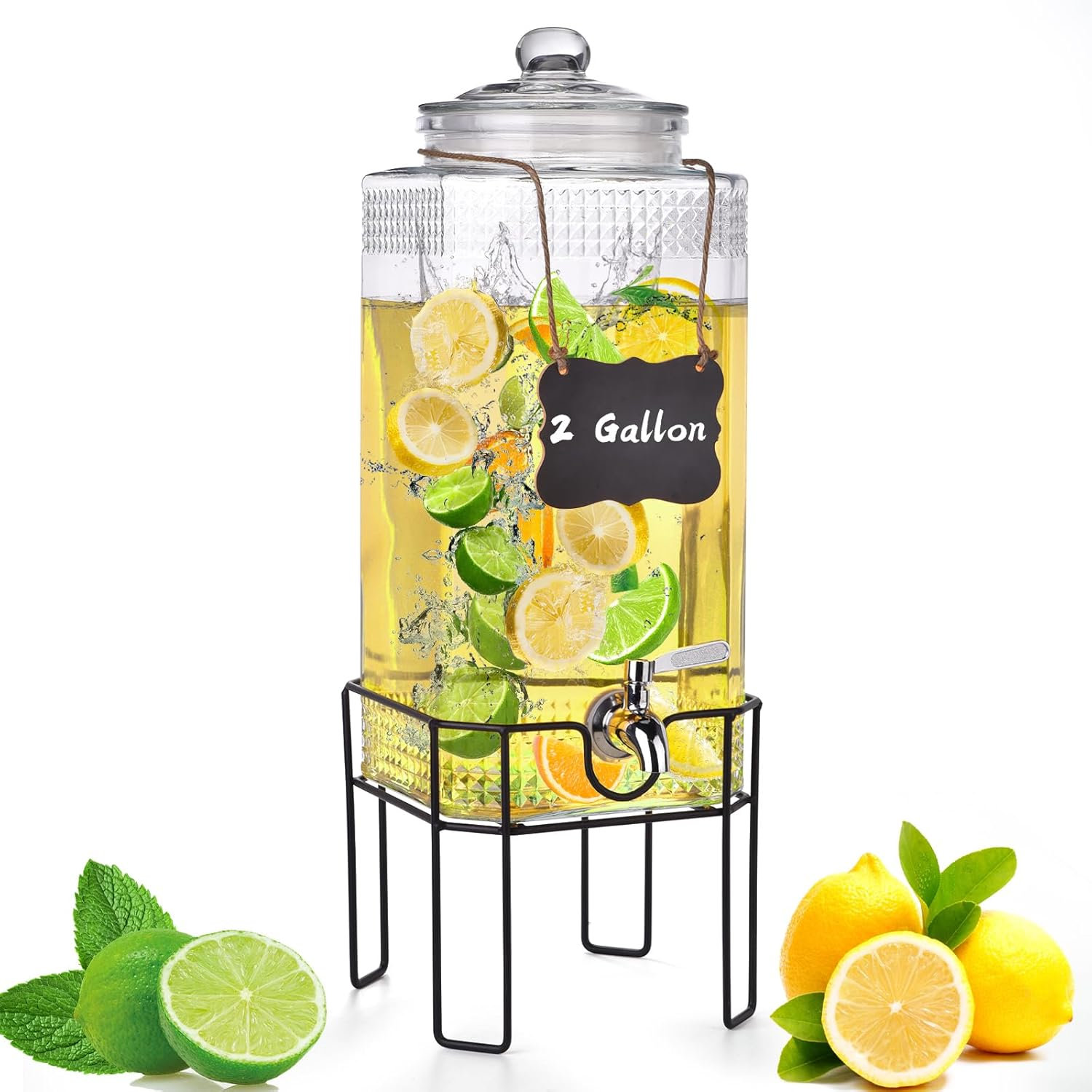 Mint Pantry 2 Gallon Glass Drink Dispenser, Drink Dispensers For ...