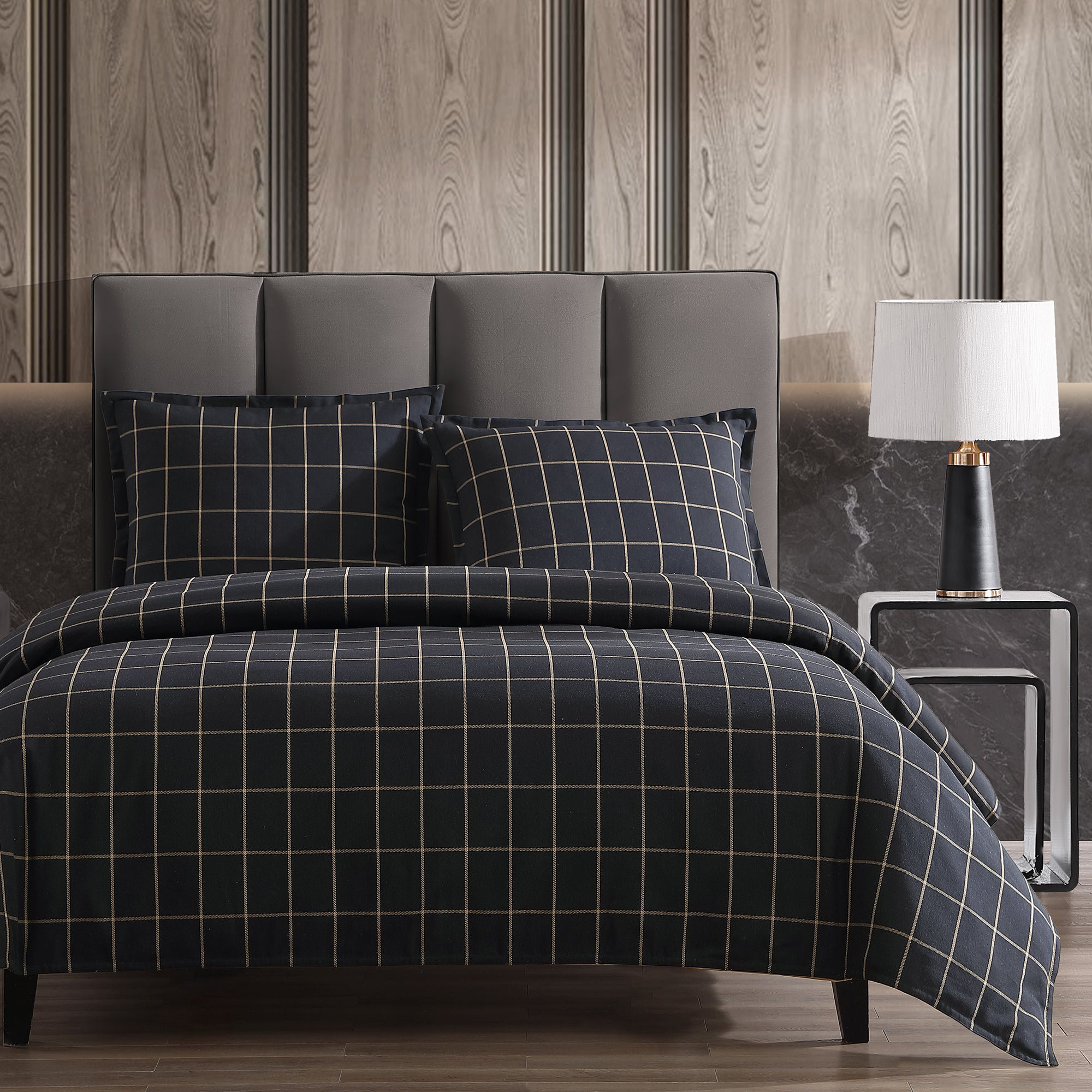 HiEnd Accents Windowpane Plaid Classic Modern Rustic Cotton Comforter ...