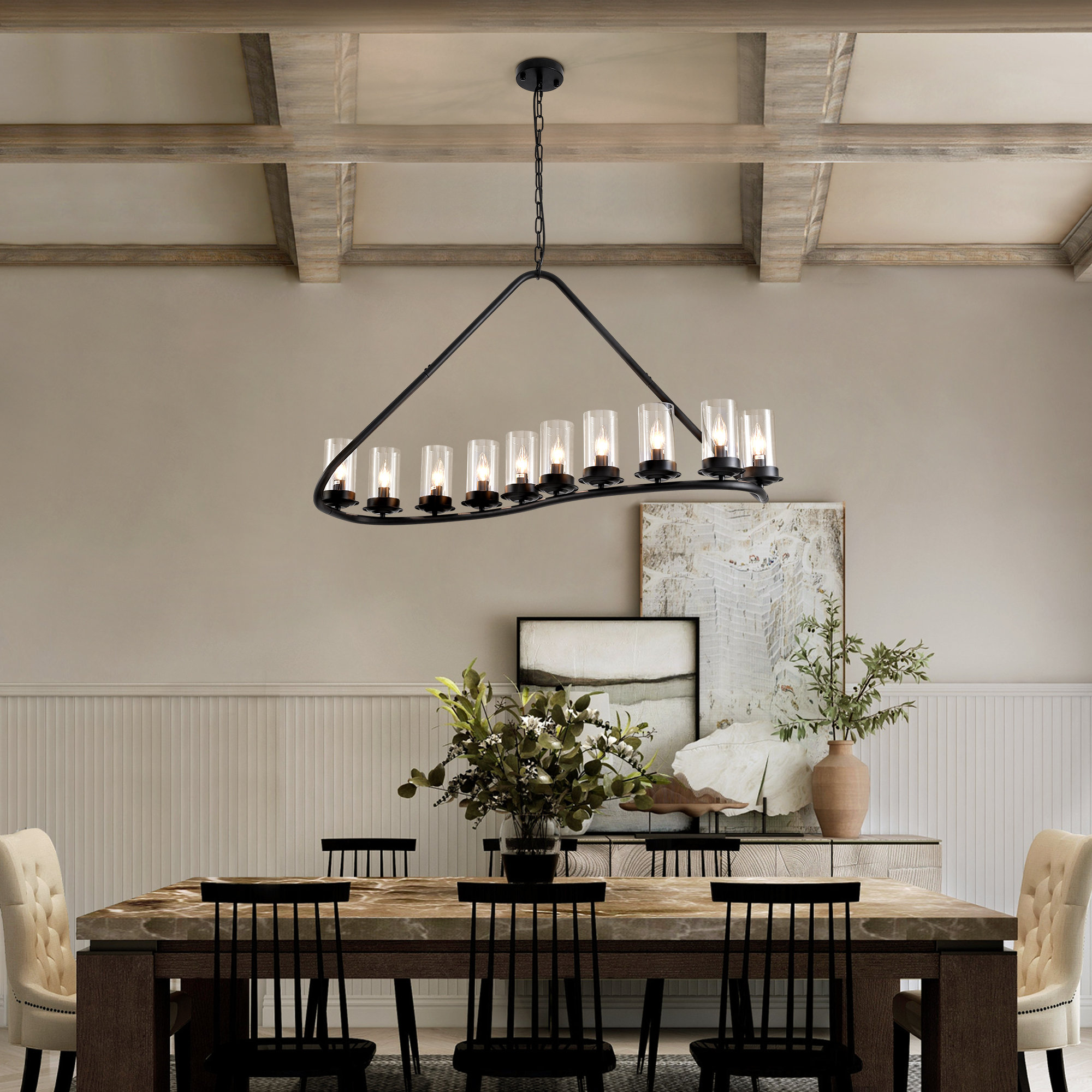 Latitude Run® 10-light Dimmable Modern Linear Chandelier Kitchen Island ...