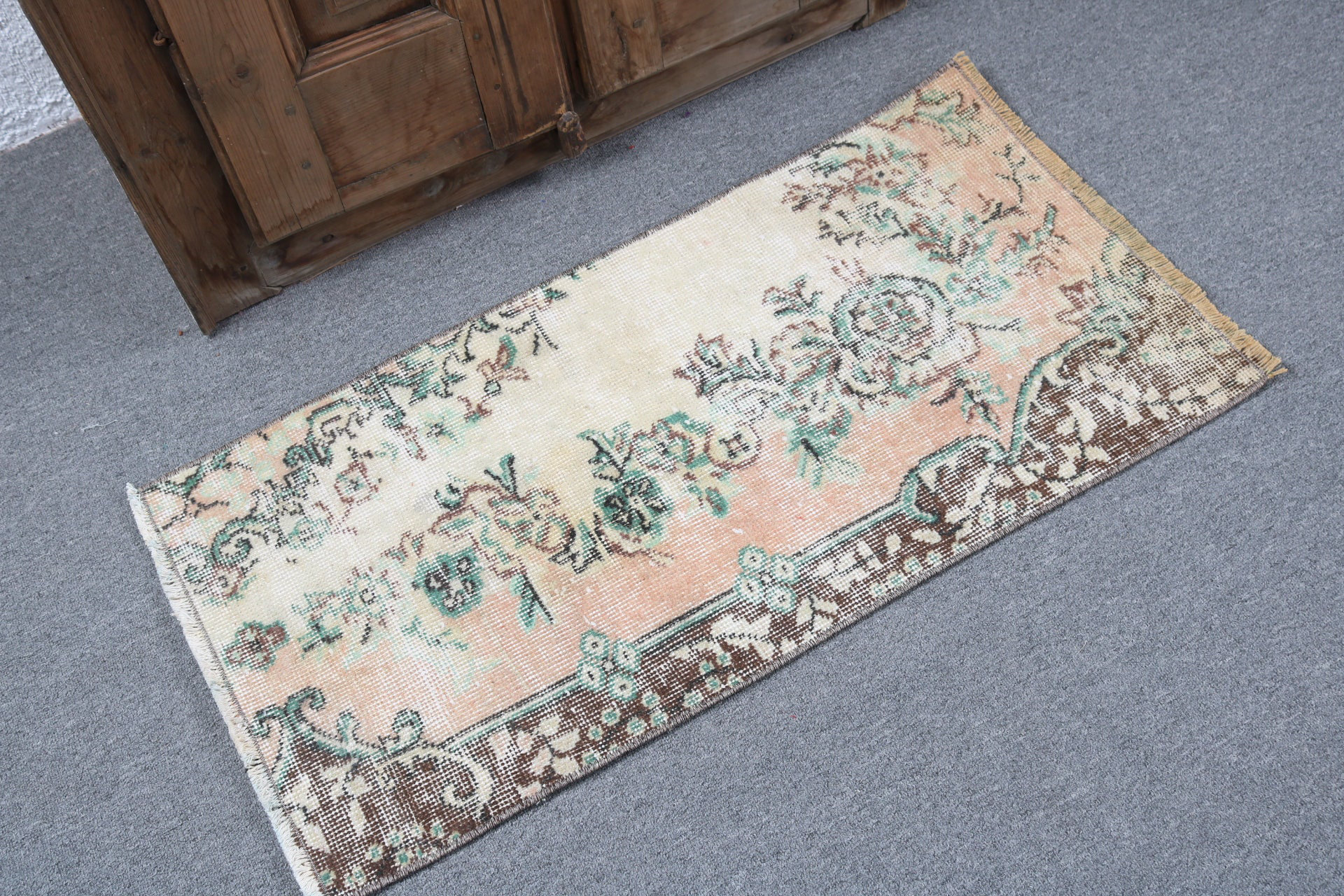 Bungalow Rose Delightful Vintage Turkish Door Mat Features Floral ...
