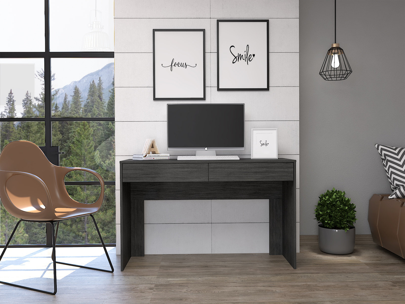 Latitude Run® Computer Desk, Two Drawers Home Office Desk | Wayfair