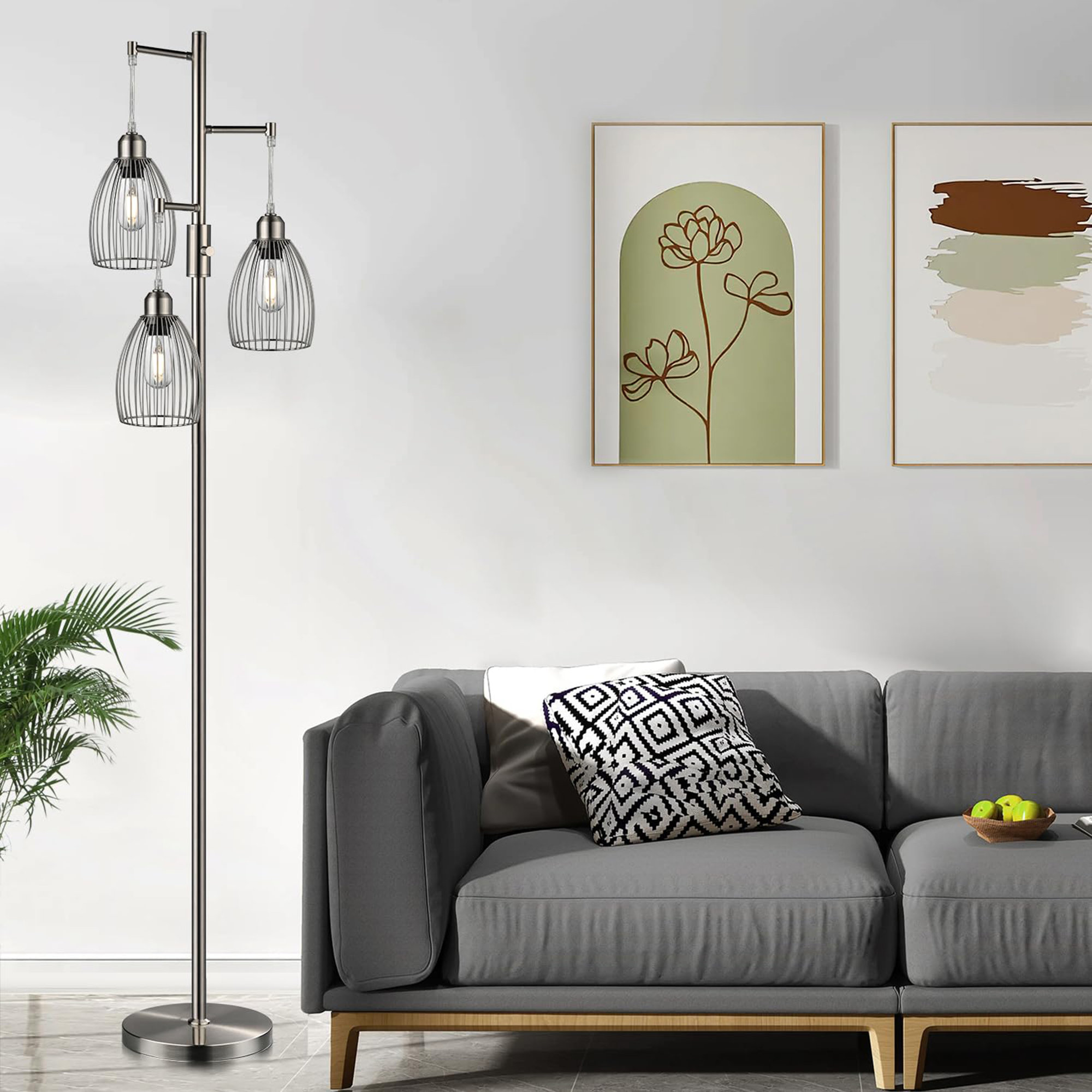 Brayden Studio Farmhouse Industrial Tall Lamp Dimmable Floor Lamp ...